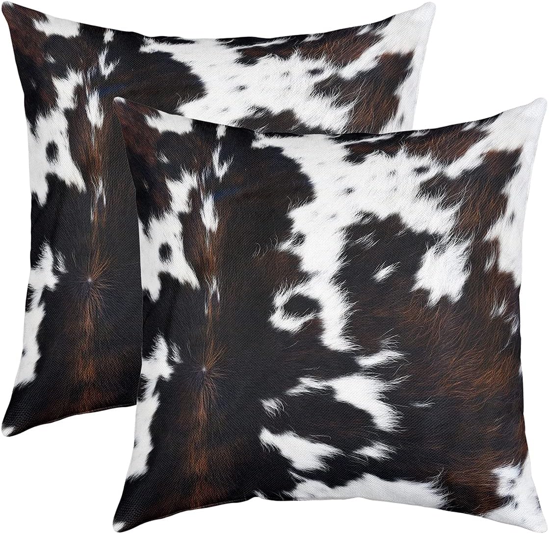Amazon.com: Cow Fur Printed Throw Pillow Covers 24"x24" Set of 2 ...