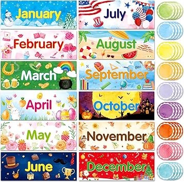 Amazon.com: 48 Pack Holiday Monthly Headliners 12 Months of The Year ...