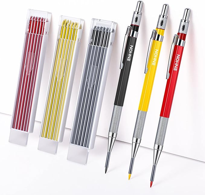 Enhon 3 Pezzi di Matite da Carpentiere con 39 Ricariche per Lavorazione ...