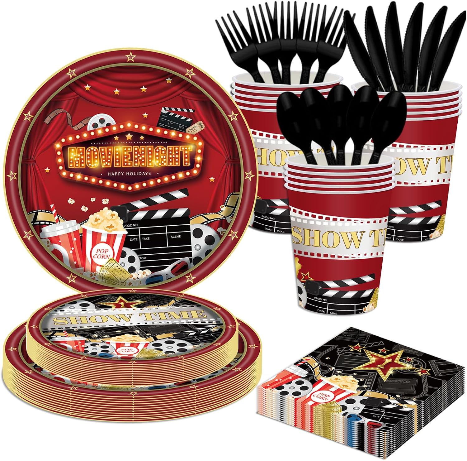 Amazon.com: Yupilaxko Movie Night Supplies Serves 16, Movie Party ...