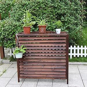 Amazon.co.jp: Solid Wood Air Conditioner Cover for Outdoor Unit, Rustic ...
