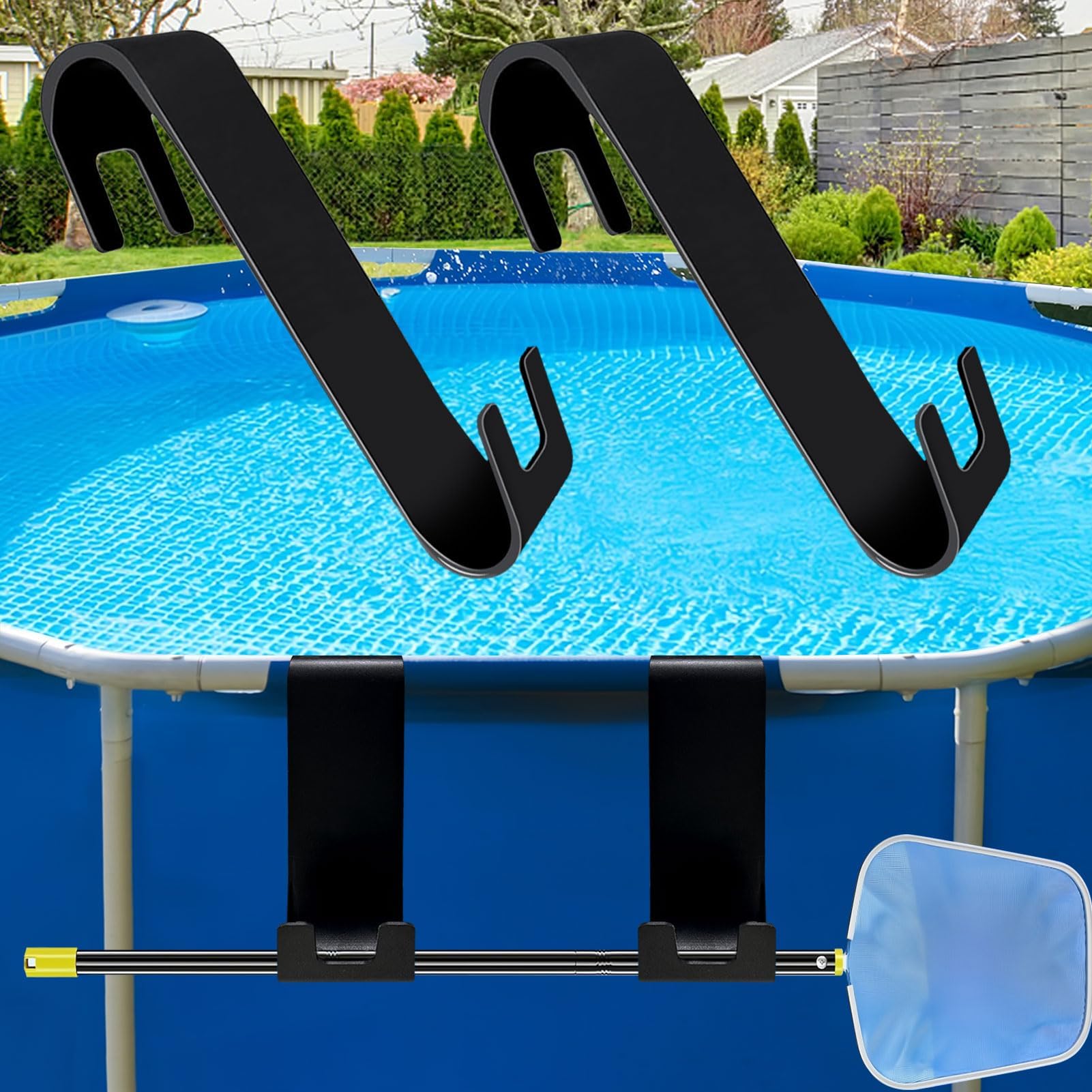 Amazon.com : Lanathel Poolside Pool Leaf Skimmer Net Holder for Above ...