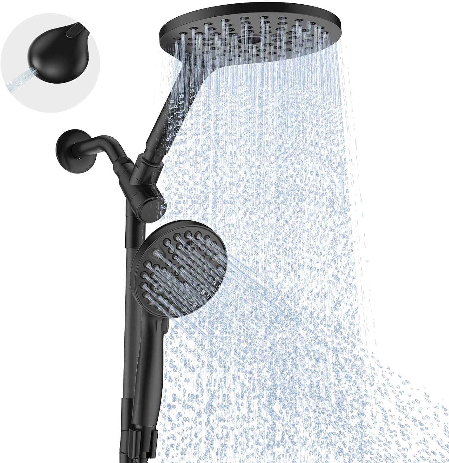 MakeFit Dual Handheld Shower Head Combo, Upgraded 2-in-1 Rain Shower Heads System 8 Inch ...