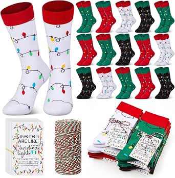 Amazon.com: Chicingyou 24 Pairs Christmas Light Bulb Socks Bulk Men ...