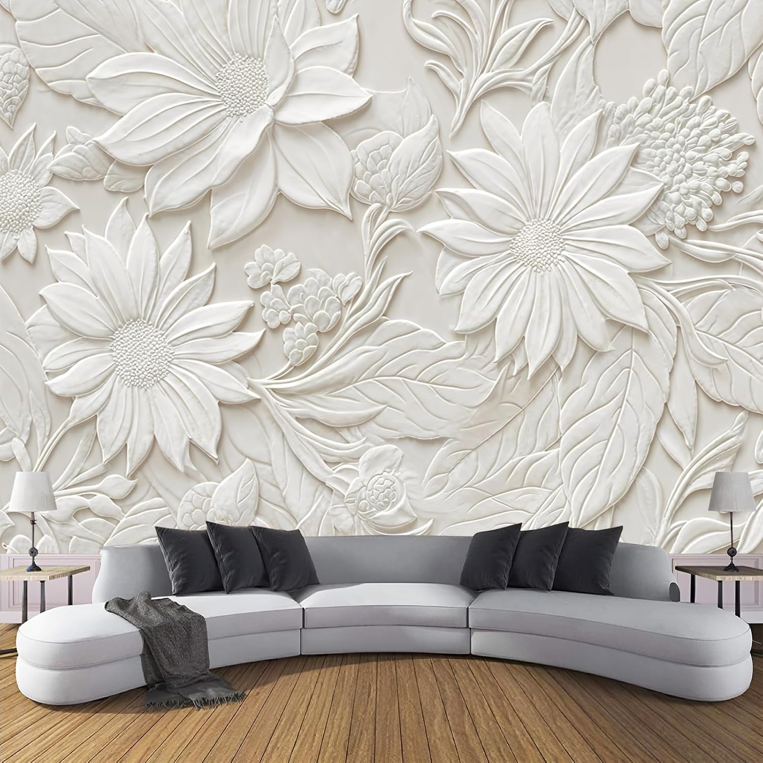 SMBHIAON 3D Wall Mural Simple Relief Style Photo Wallpaper, Luxury ...