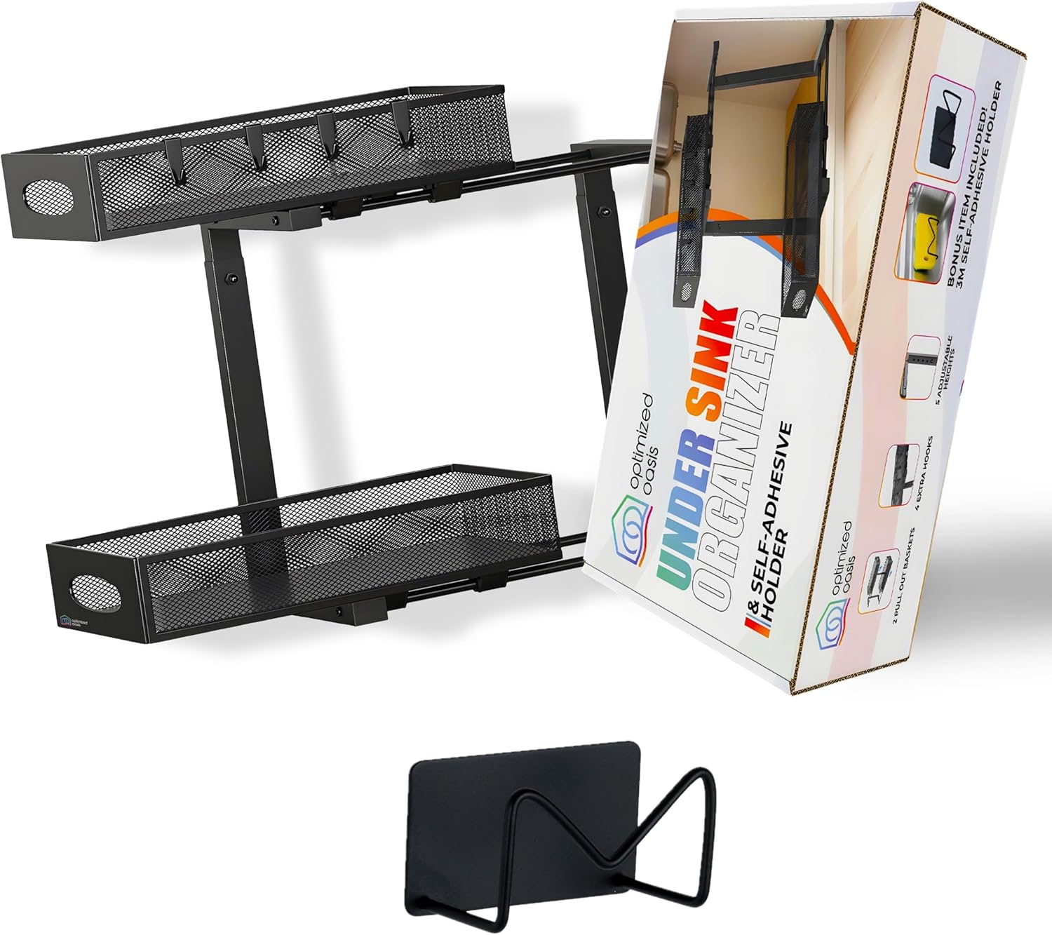 Amazon.com - Optimized Oasis Metal Under Sink Organizer for Kitchen and Bathroom, With 3M Self ...