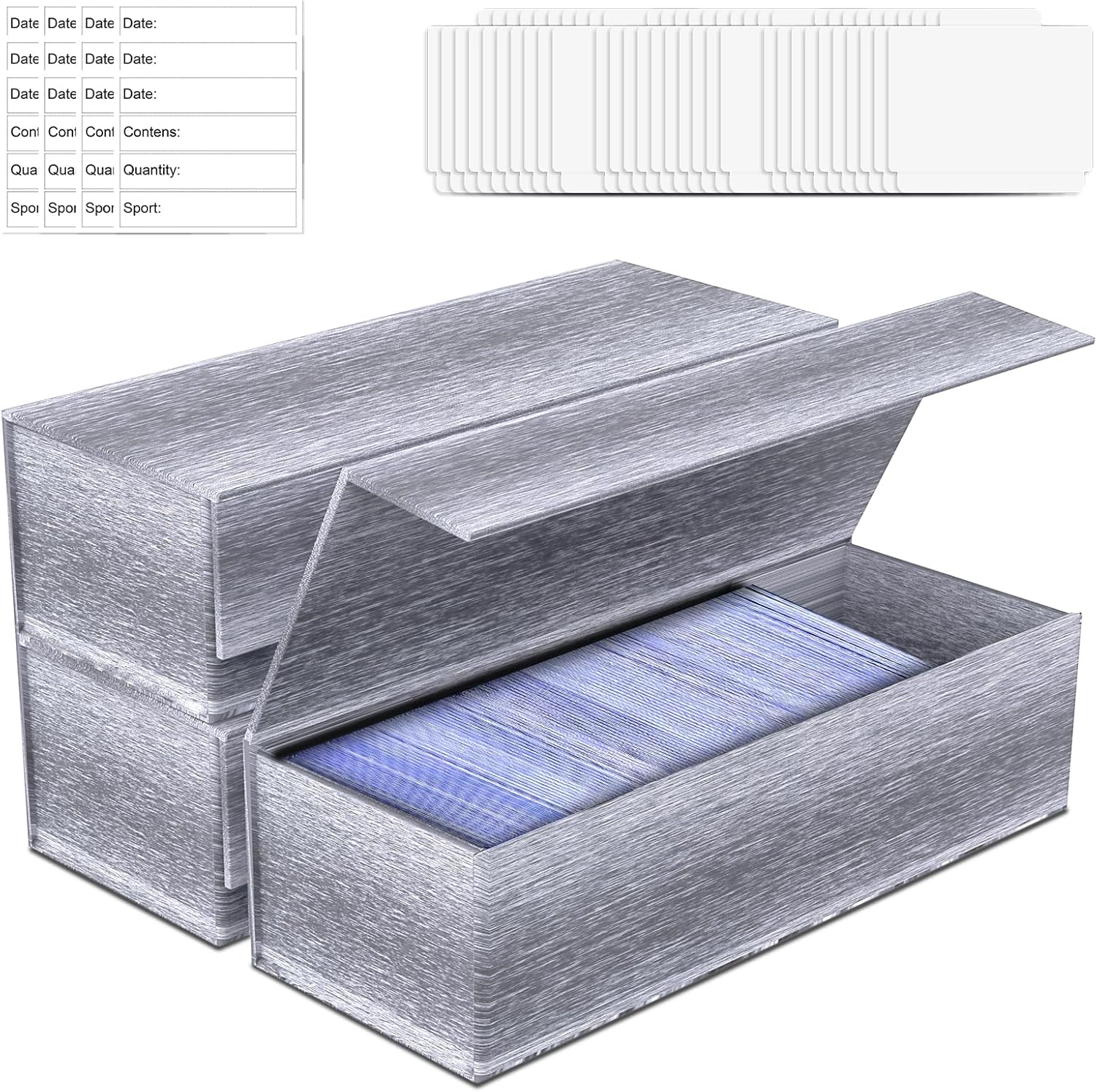 Amazon.com: BIU-BOOM Silver Card Box, Magnetic Lid, Baseball/Sports ...