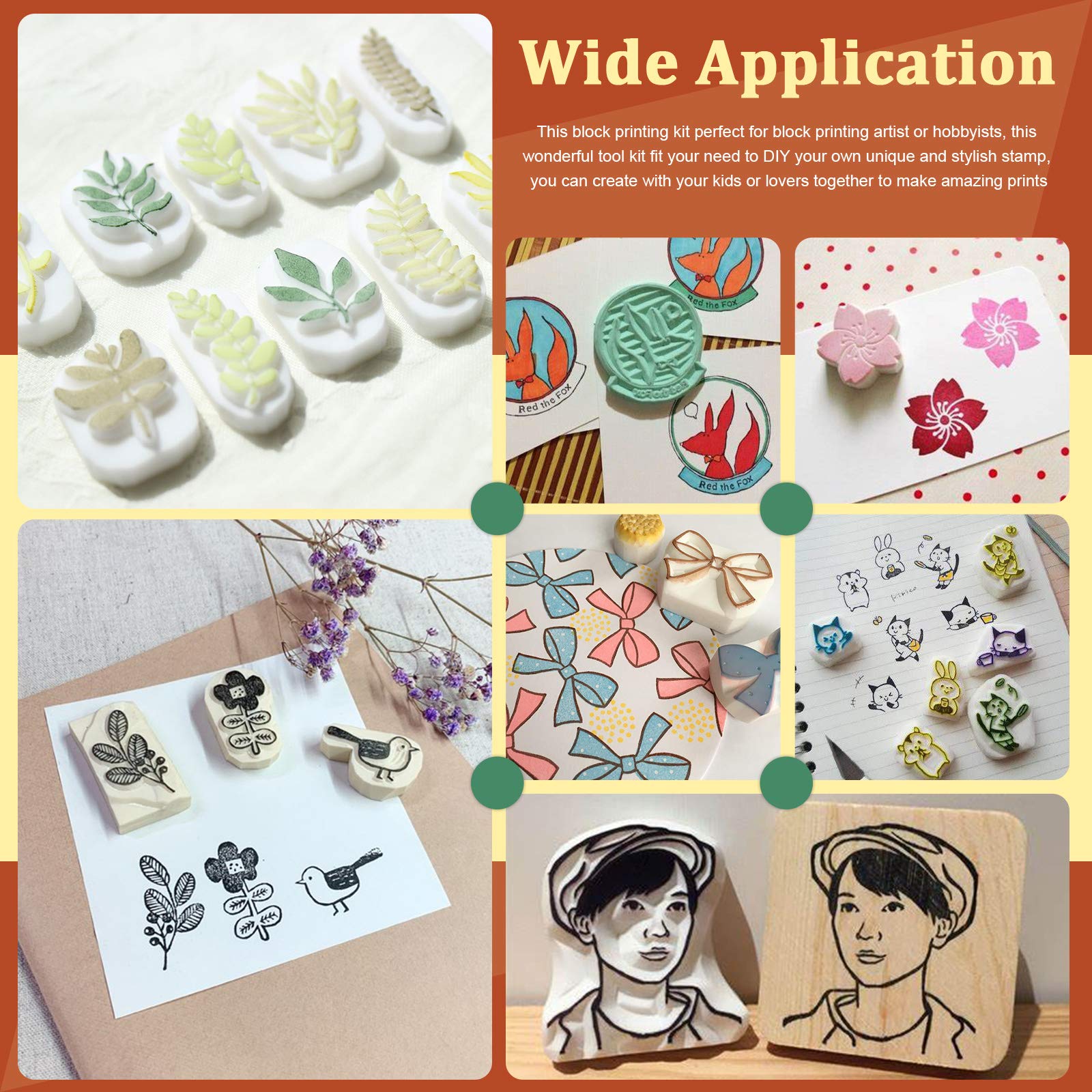 Snapklik.com : Keadic 24 Pieces Rubber Block Stamps Carving Starter ...
