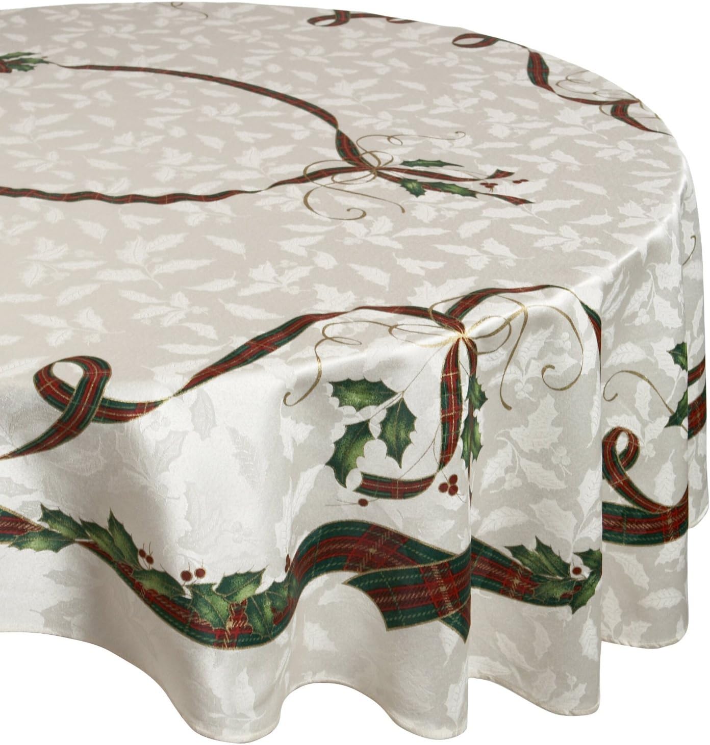 Amazon.com: Lenox Holiday Nouveau Tablecloth, 70-Inch Round, Ivory ...