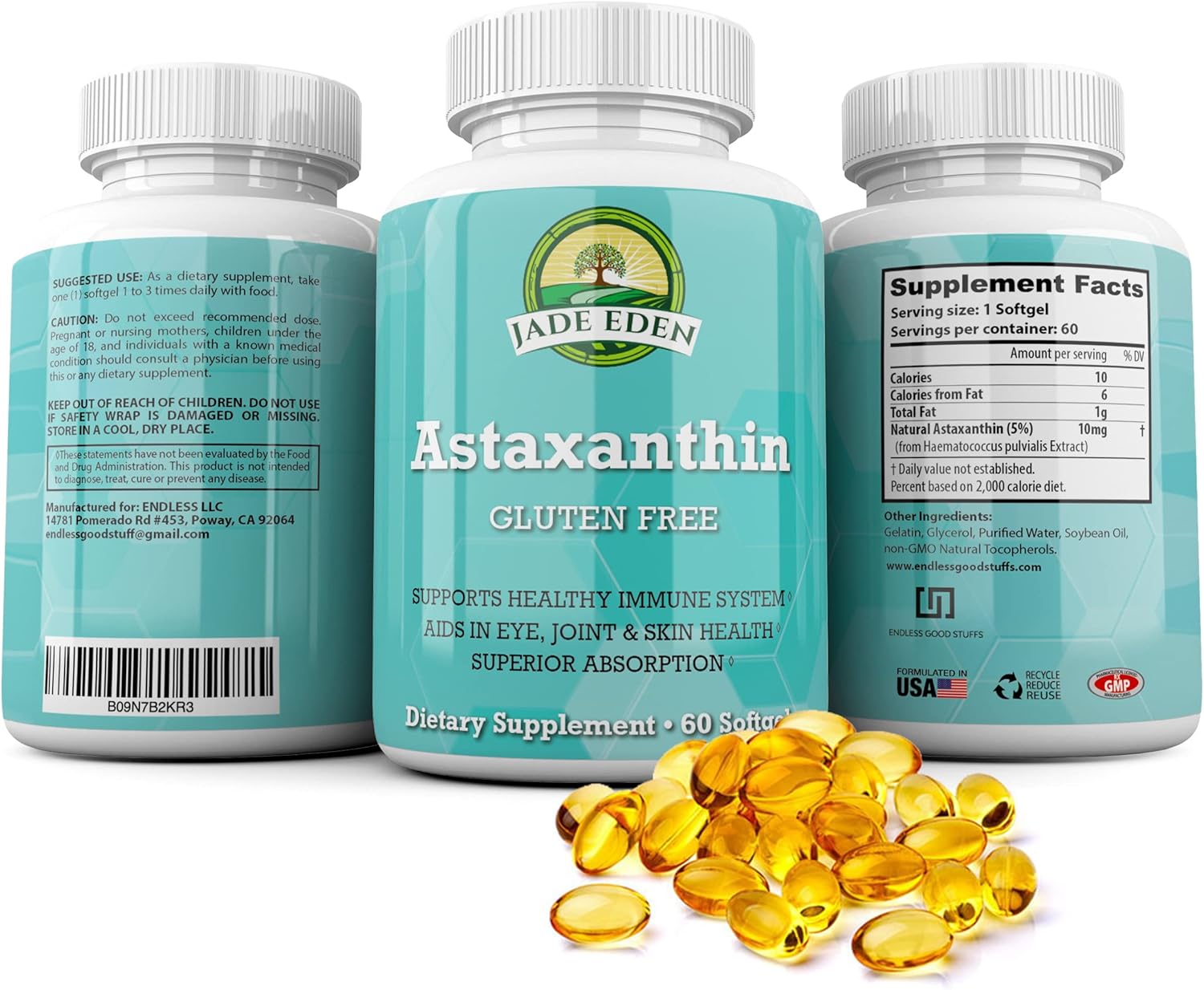 Amazon.com: Premium Astaxanthin 10mg Softgel Capsules - 60 ct ...