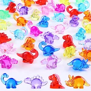 XOYTN 60PCS Mini Plastic Dinosaurs，4 Styles Colorful Mini Small Plastic ...