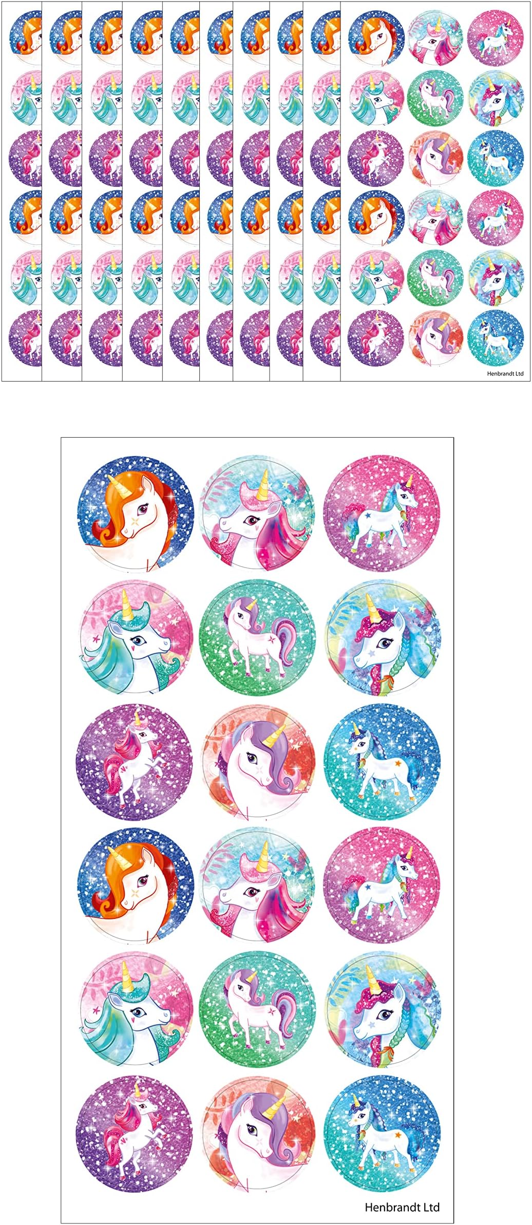 HENBRANDT Large Unicorn Stickers 180 Assorted Unicorn Stickers Teachers ...