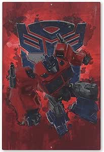 Amazon.com: Hasbro Transformers Optimus Prime Painted Silver Metal Sign ...