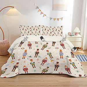 Amazon.com: dyausi Christmas Comforter Set Queen, Cute Soldier ...