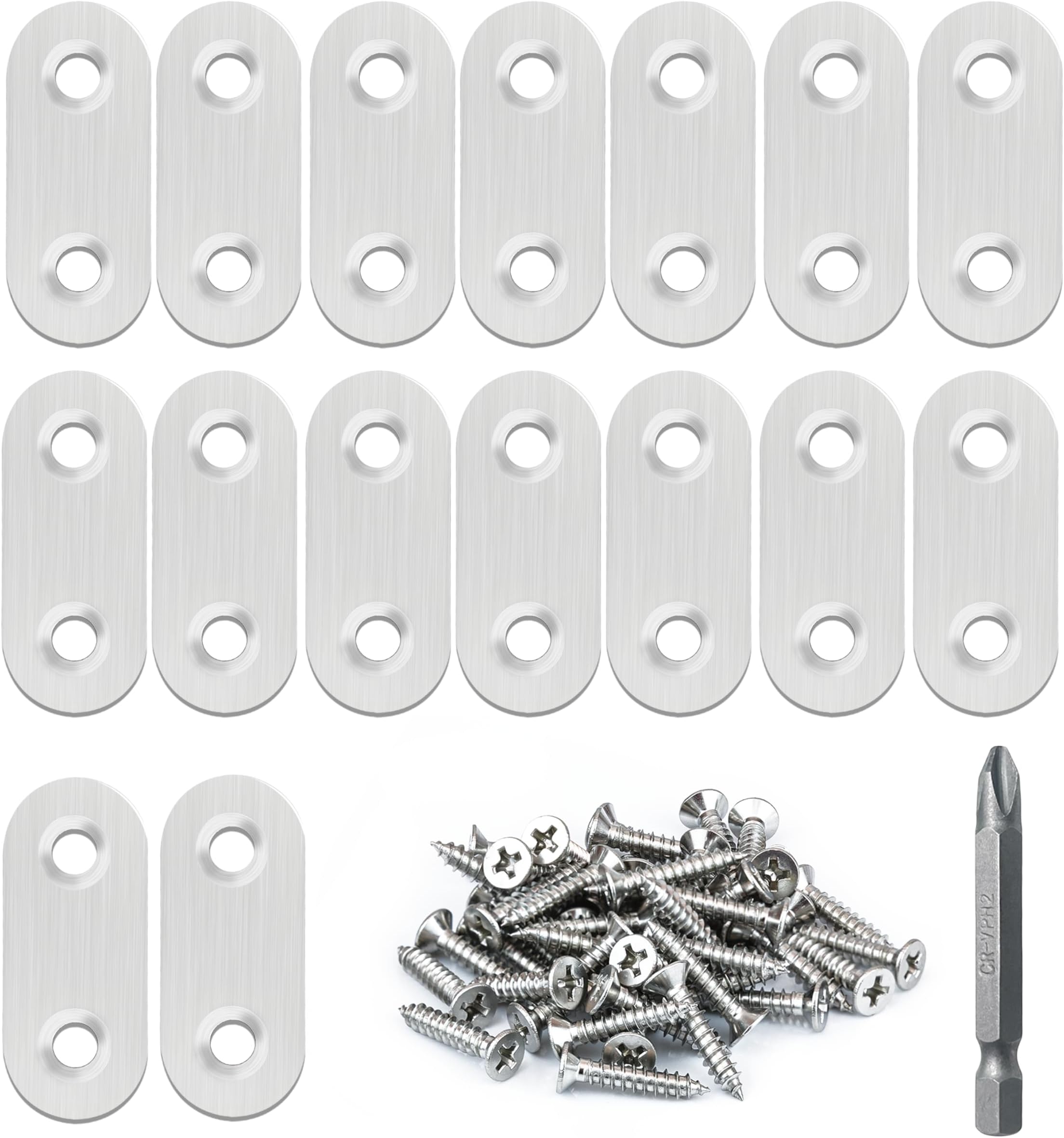 Amazon.com: Biaungdo 20 Sets 1.5" Stainless Steel Flat Plate Straight ...