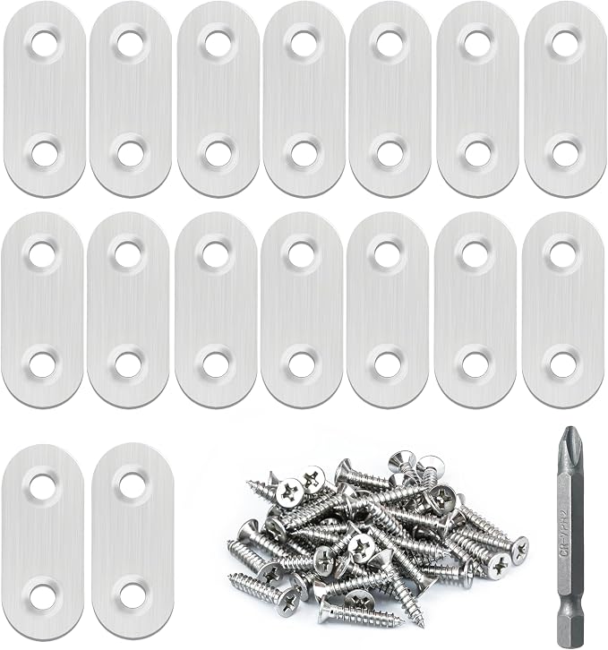 Amazon.com: 16 Pack Flat Plate Straight Brackets 40MM Stainless Steel ...