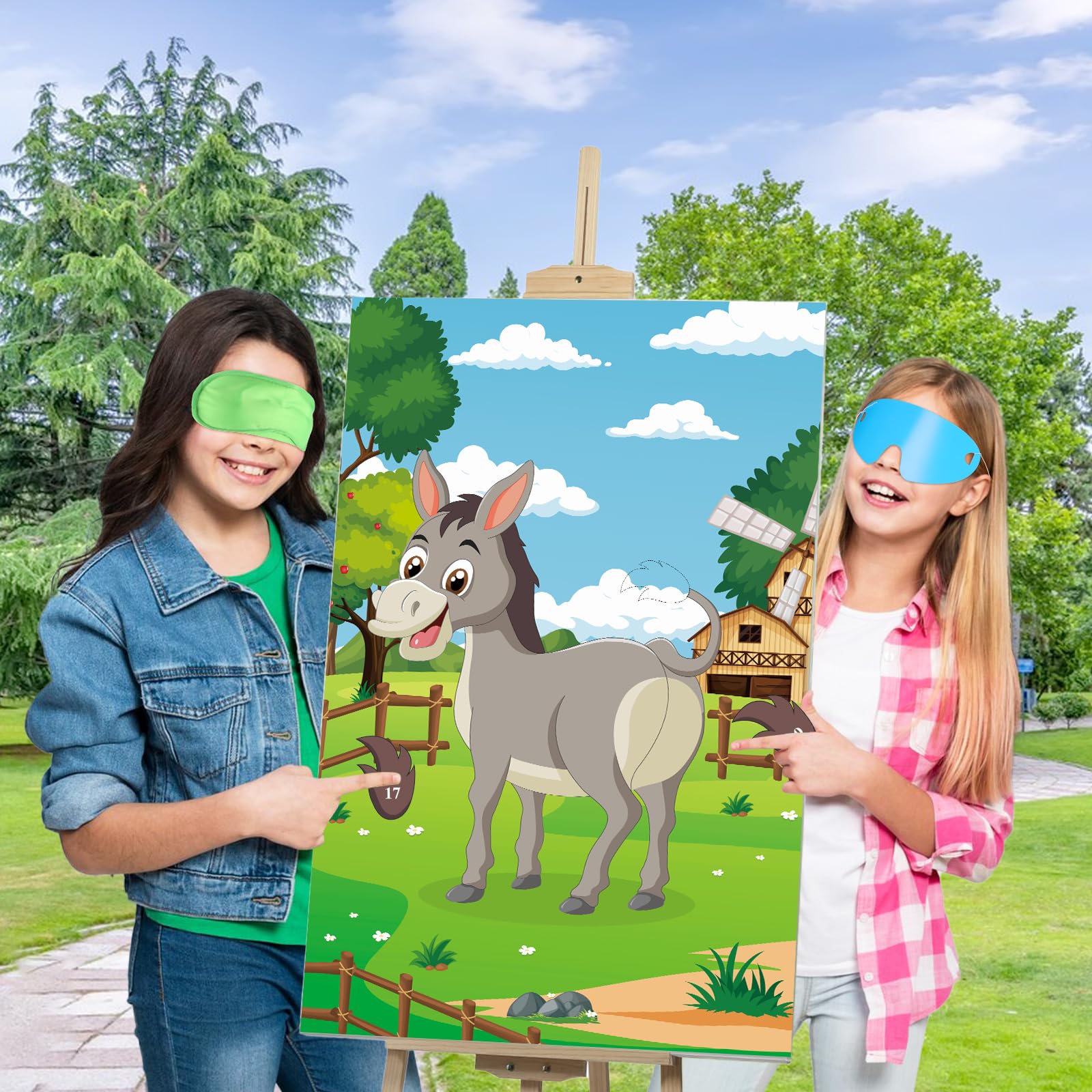 Pin The Tail On The Donkey QINGRUIGO Party Game With 60 Pcs Tails Large ...