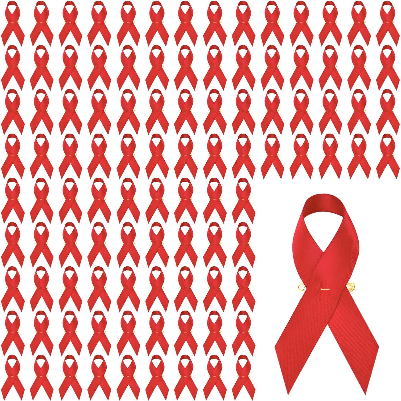 Amazon.com : Halatool 200 PCS Red Ribbon Safty Pins for World AIDS Day ...