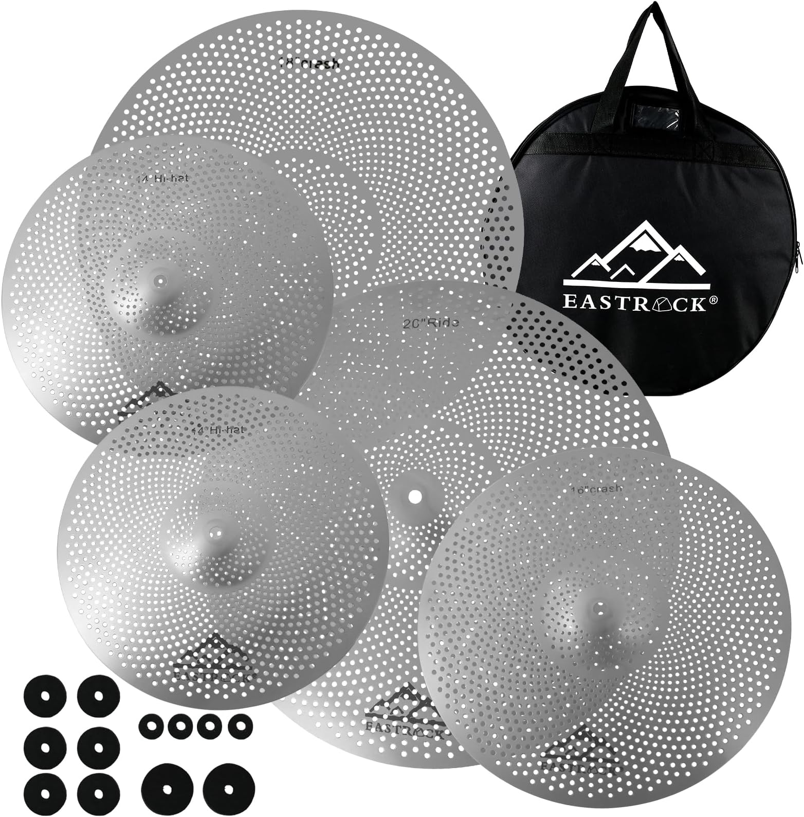 Amazon.com: EASTROCK Low Volume Cymbal Pack Mute Cymbal Set 5 Pieces ...