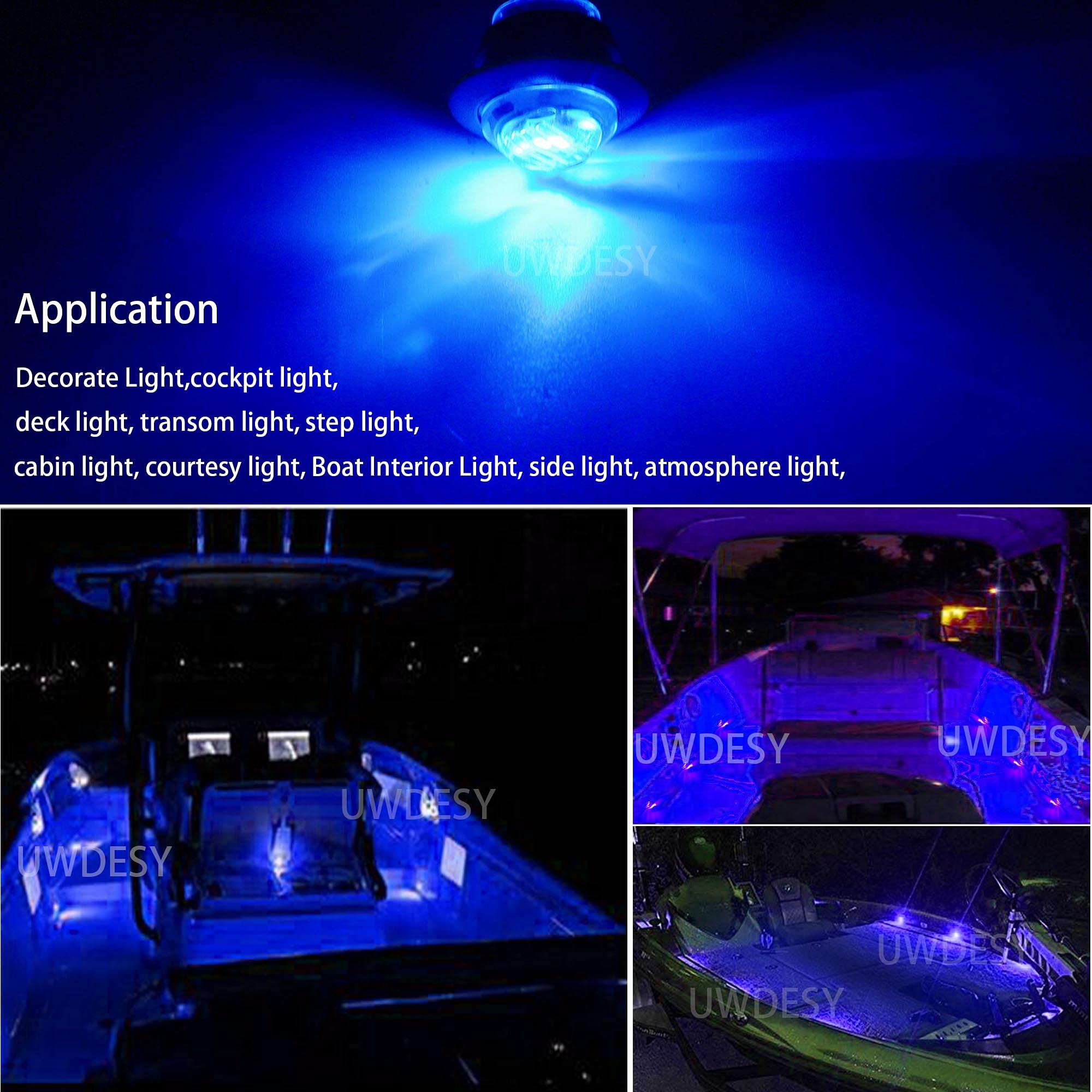Snapklik.com : UWDESY 10 Pcs Blue Waterproof Round Marine LED Lights ...