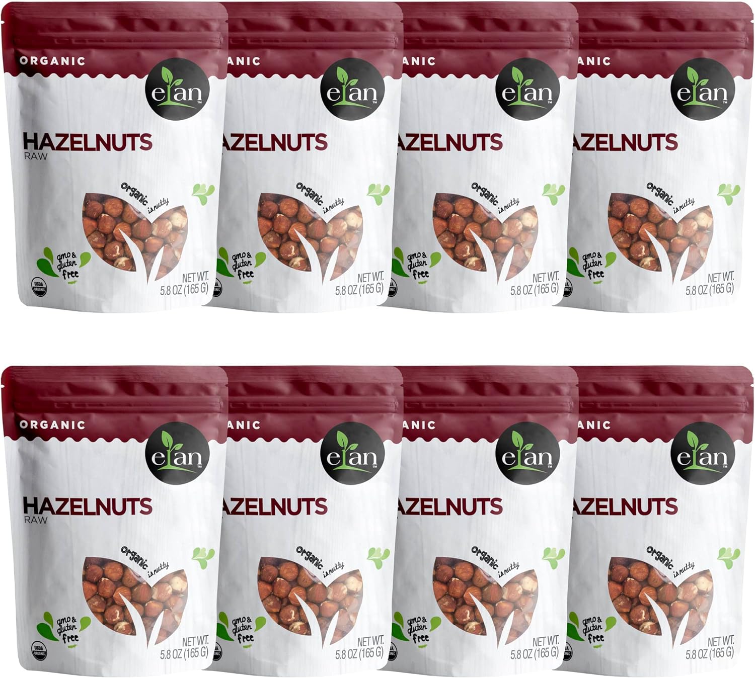 ELAN Organic Raw Hazelnuts, Non-GMO, Vegan, Gluten-Free, Kosher, 8 ...