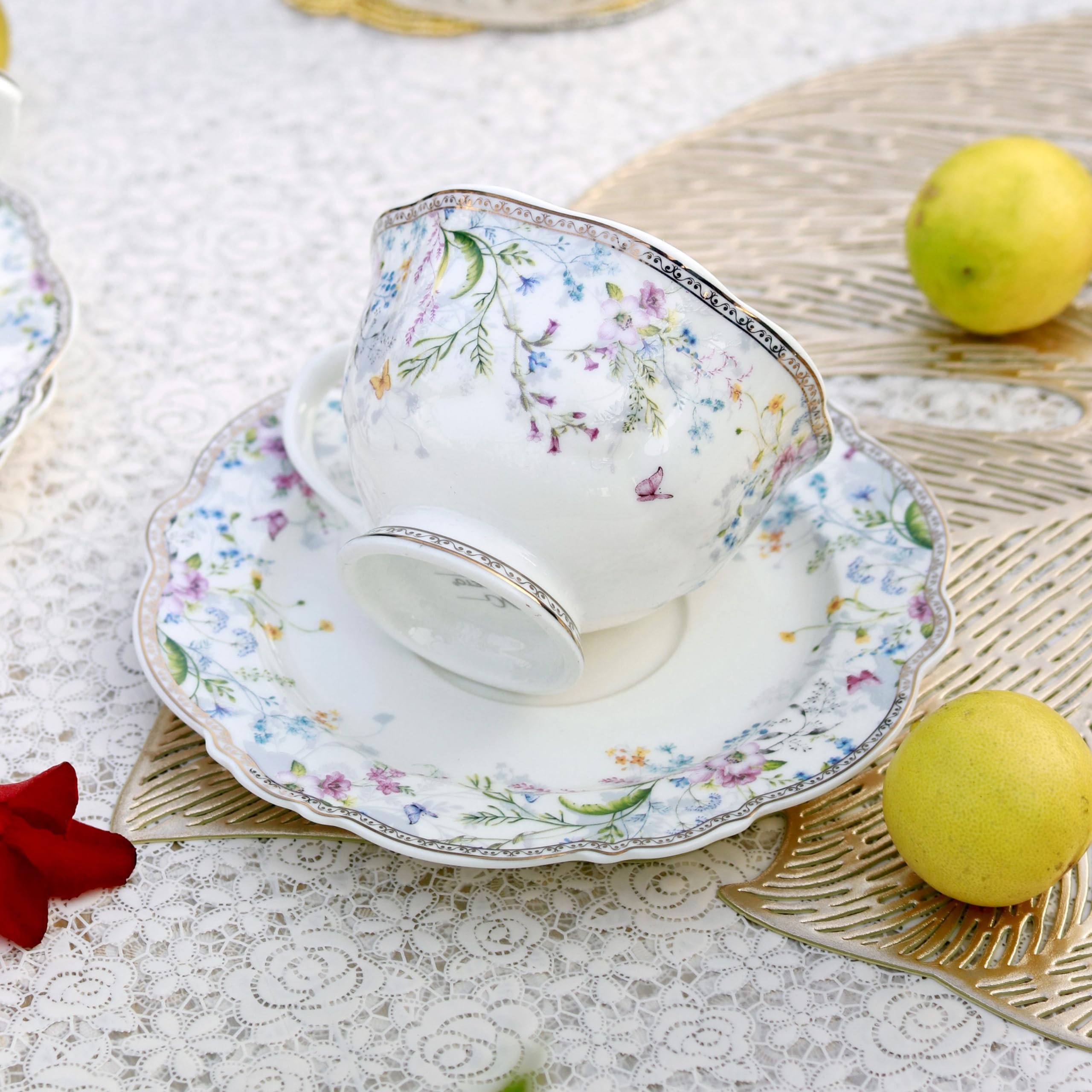 Vigneto Floral Rose Garden Cup and Saucer Set (Vintage Collection) for ...