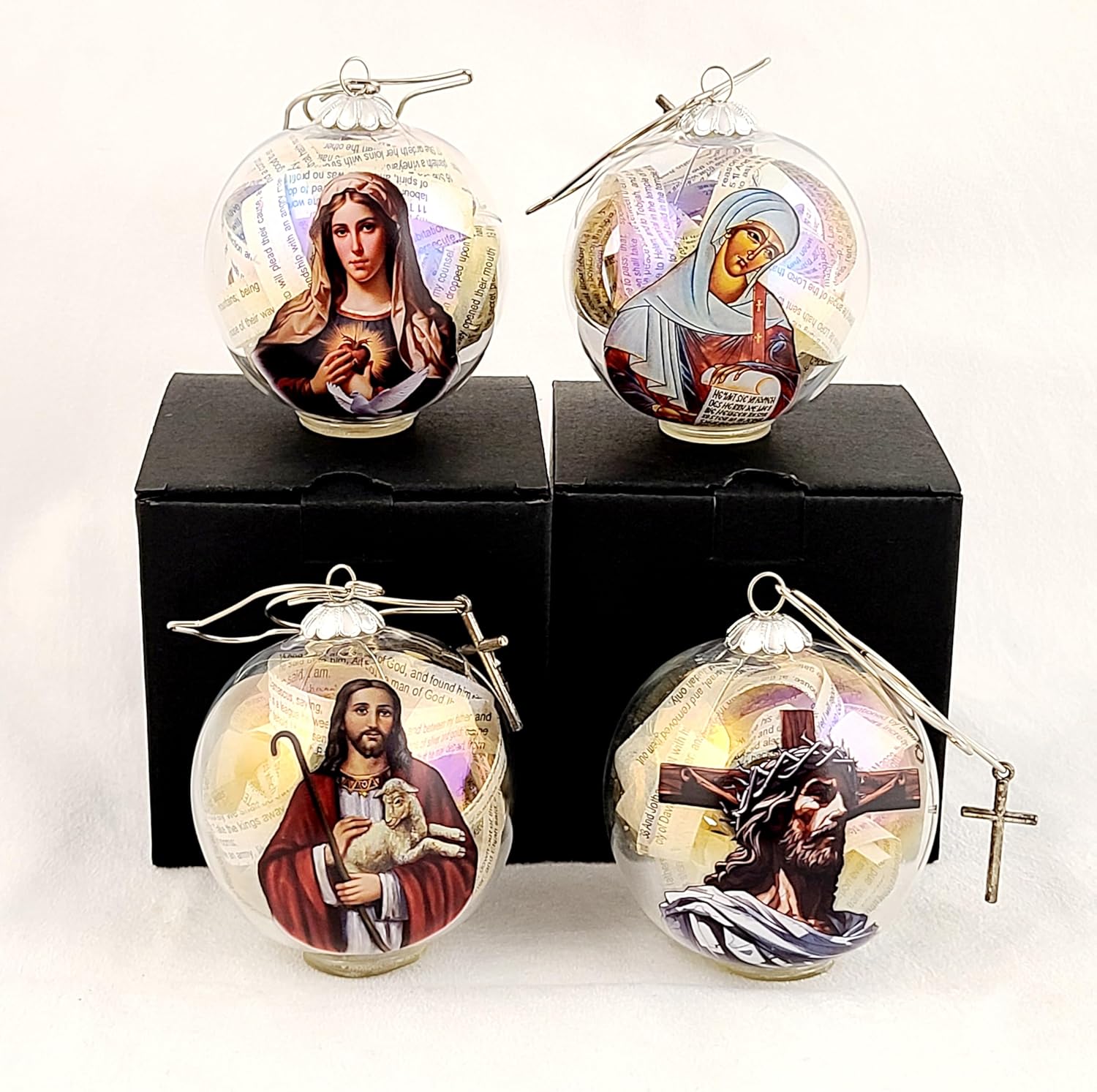 Amazon.com: Religious Glass Ornaments Set of 4 - Pearl Iridescent ...