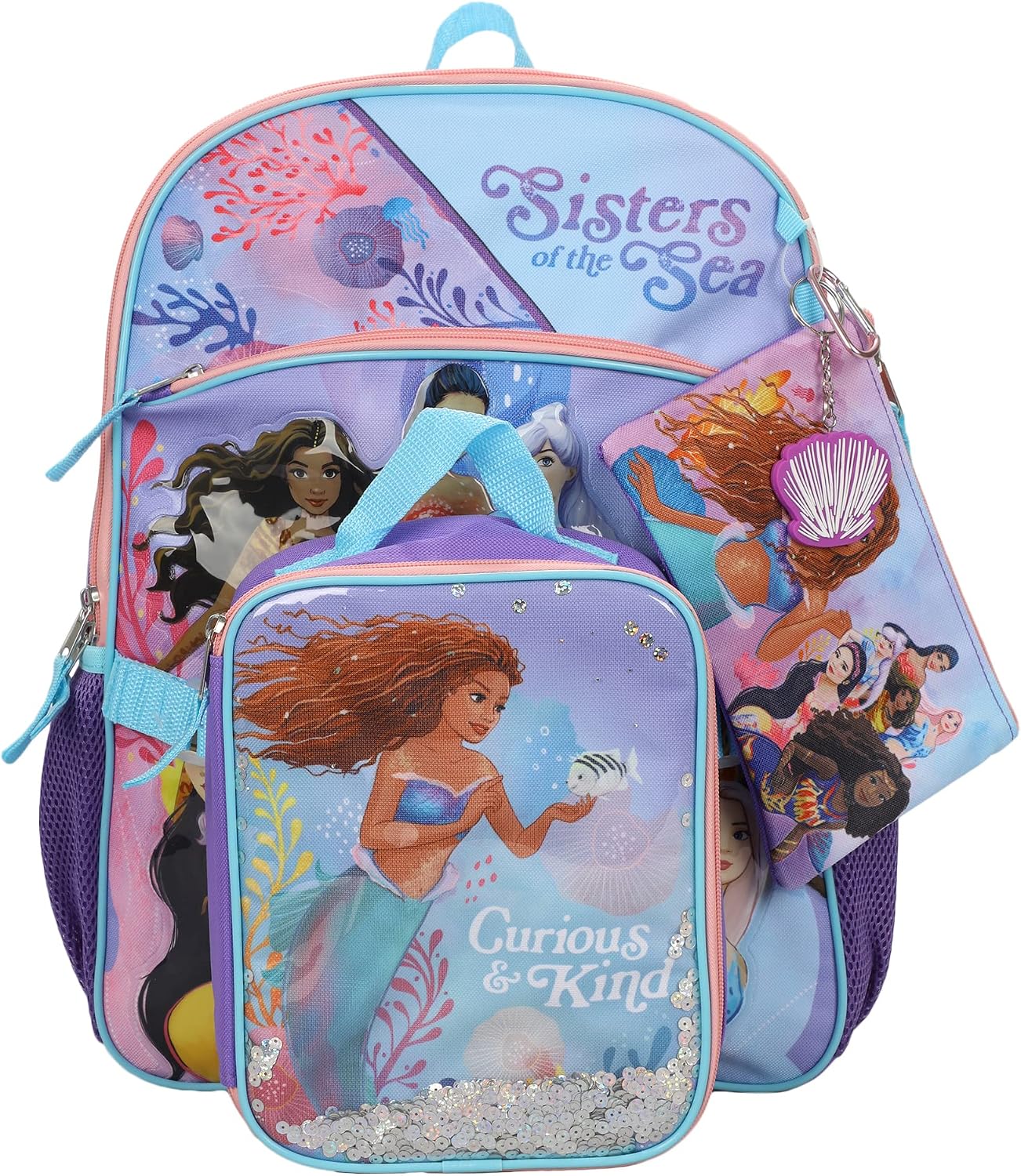 Little Mermaid Sisters of the Sea 5 Piece Kids 16" Backpack Set ...