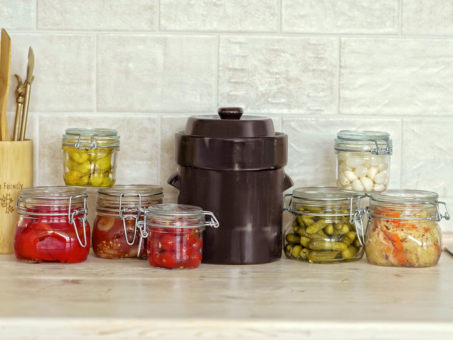 Buy Kenley Fermentation Crock 5 Liter and Pounder - 1.3 Gallon ...