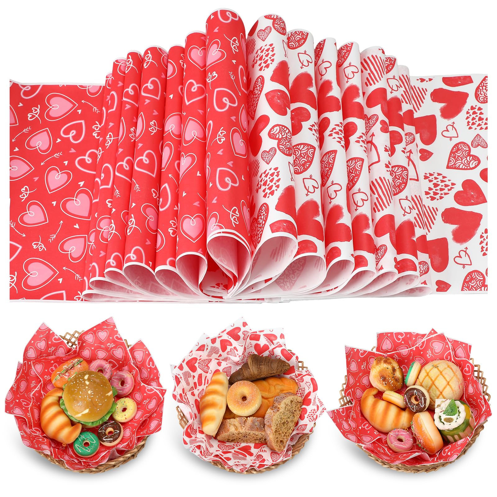 Amazon.com: 160 Pieces Valentine's Day Wax Paper Heart Parchment Paper ...