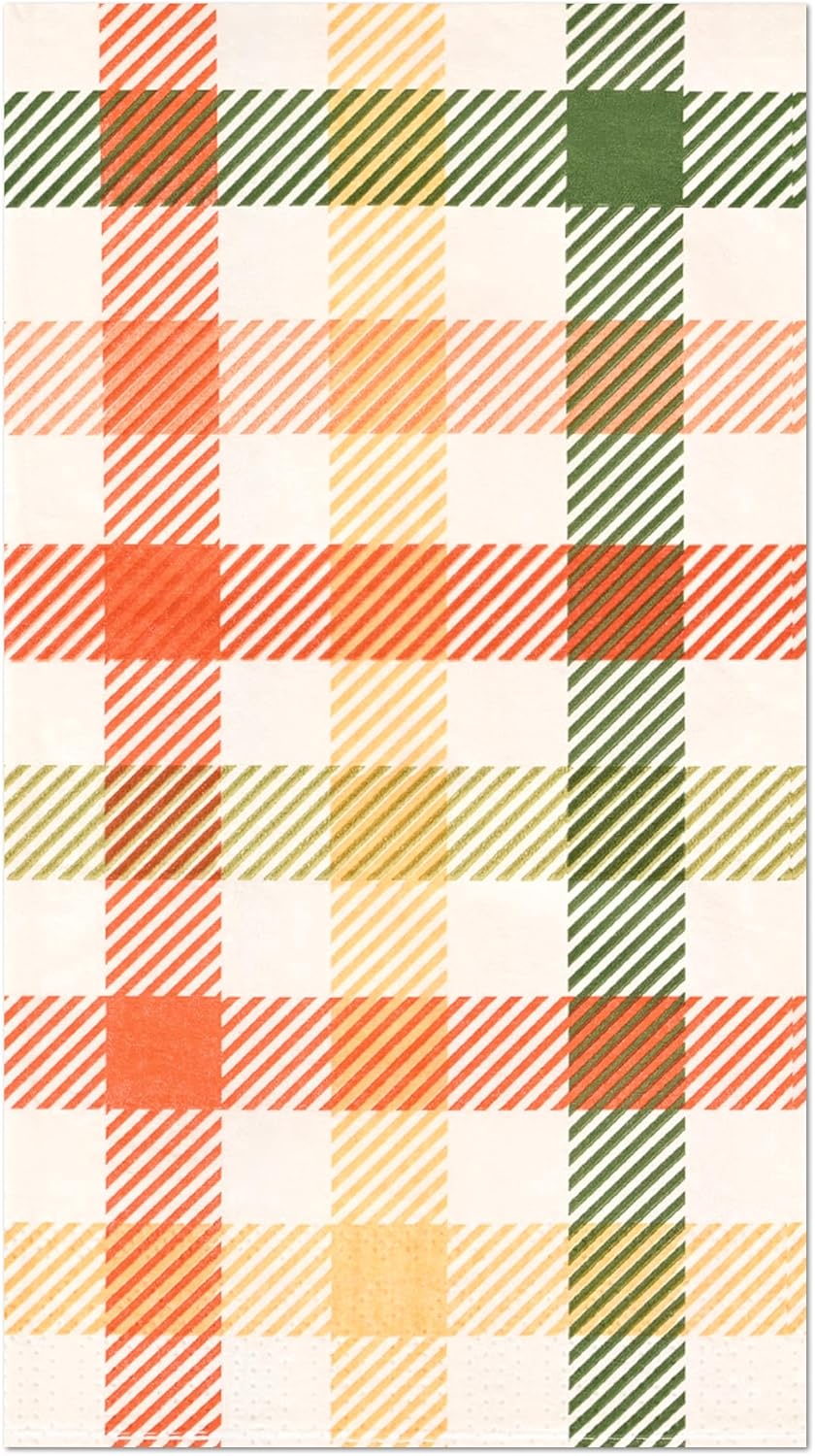 Amazon.com: 100 Fall Plaid Paper Napkins Autumn Colors Paper Hand ...