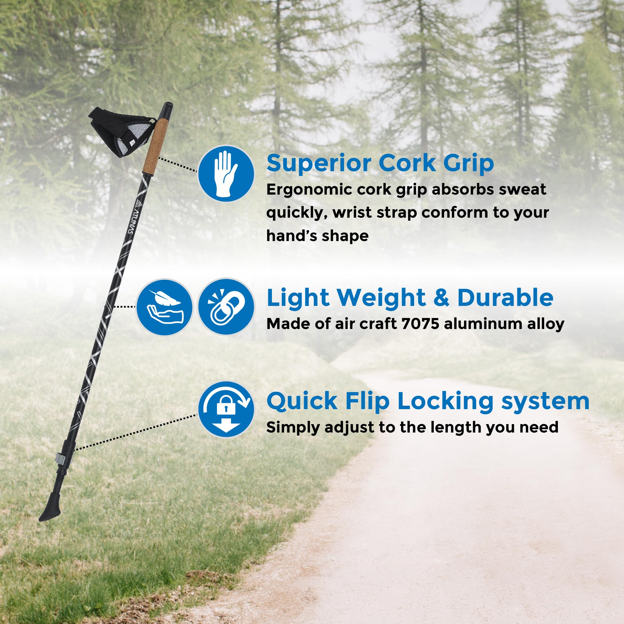 Nordic Walking Poles Set of 2, Fitness Telescoping Walking Sticks with ...