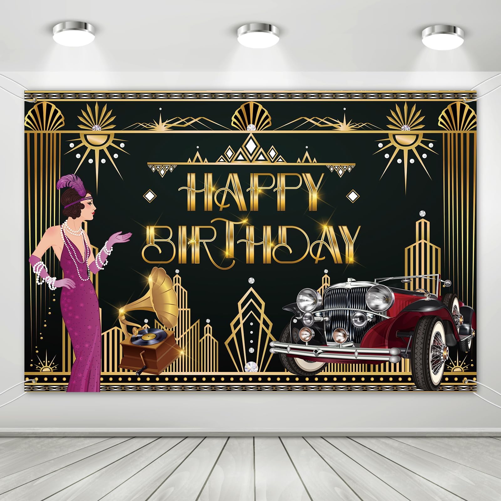 Amazon.com : Great Gatsby Birthday Themed Backdrop,Retro Roaring 20s ...