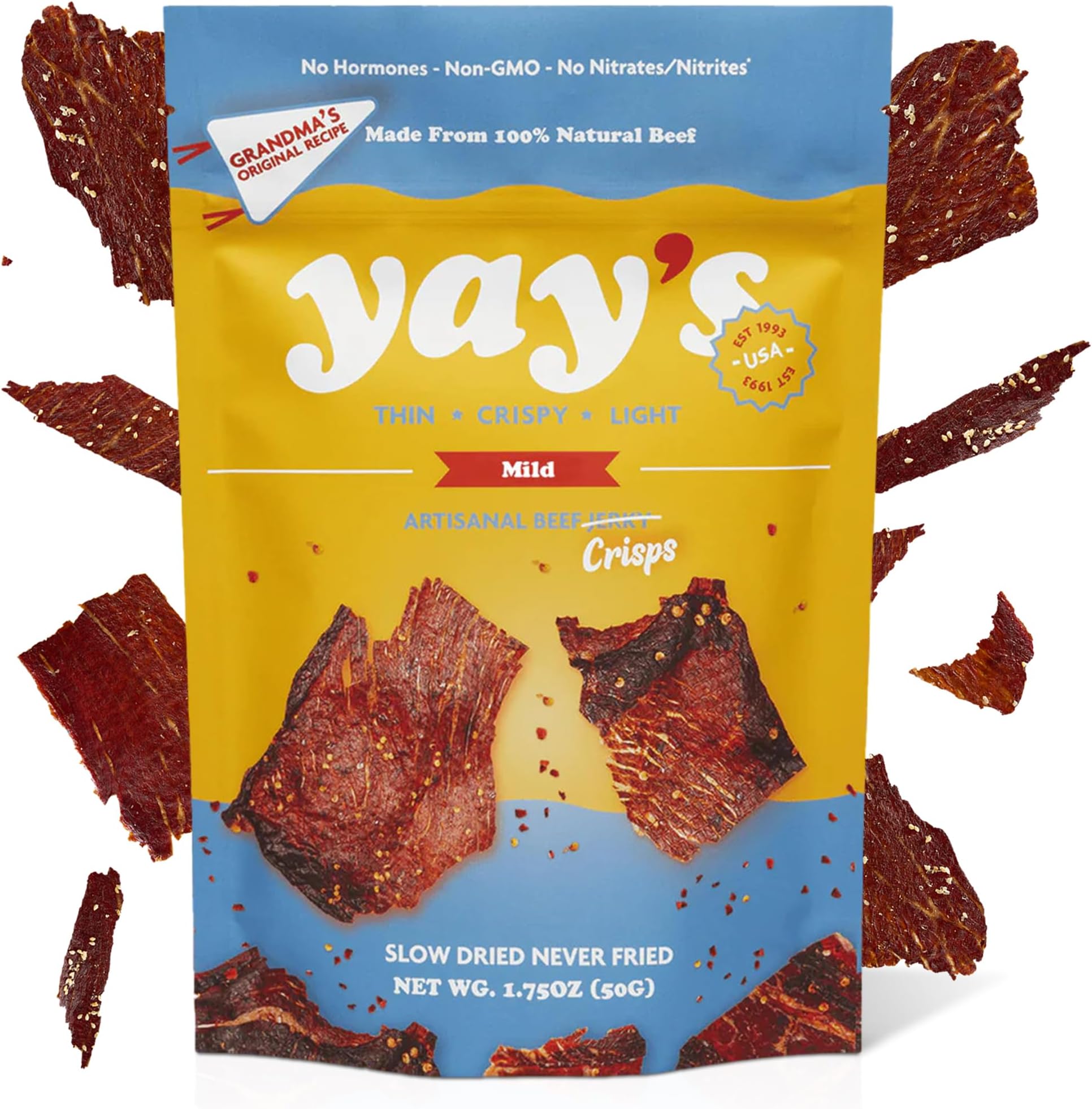 Amazon.com: Yay's Snacks Sweet and Spicy Beef Crisps | Crispy, Crunchy ...