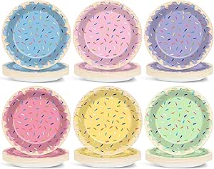 Amazon.com: Yiaoyinnz 60Pcs Ice Cream Paper Plates for Sweet One Donuts ...