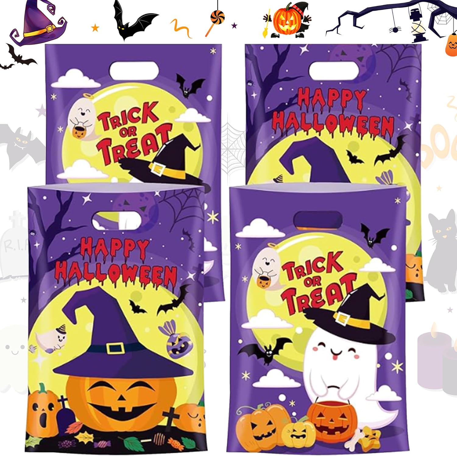 Amazon.com: 40 Pcs Happy Halloween Treat Bags with Handles, Goodie Bags ...