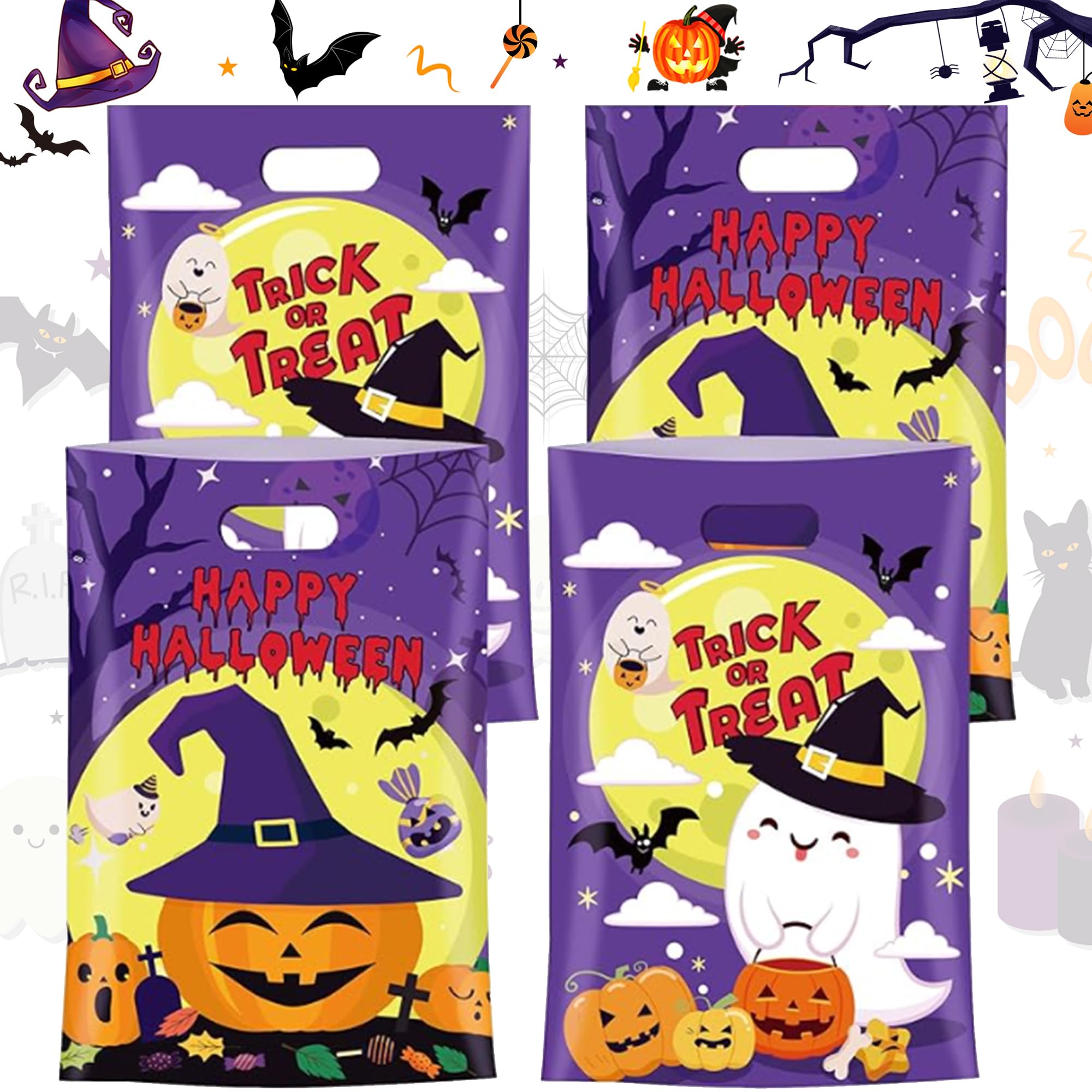 Amazon.com: 40 Pcs Happy Halloween Treat Bags with Handles, Goodie Bags ...