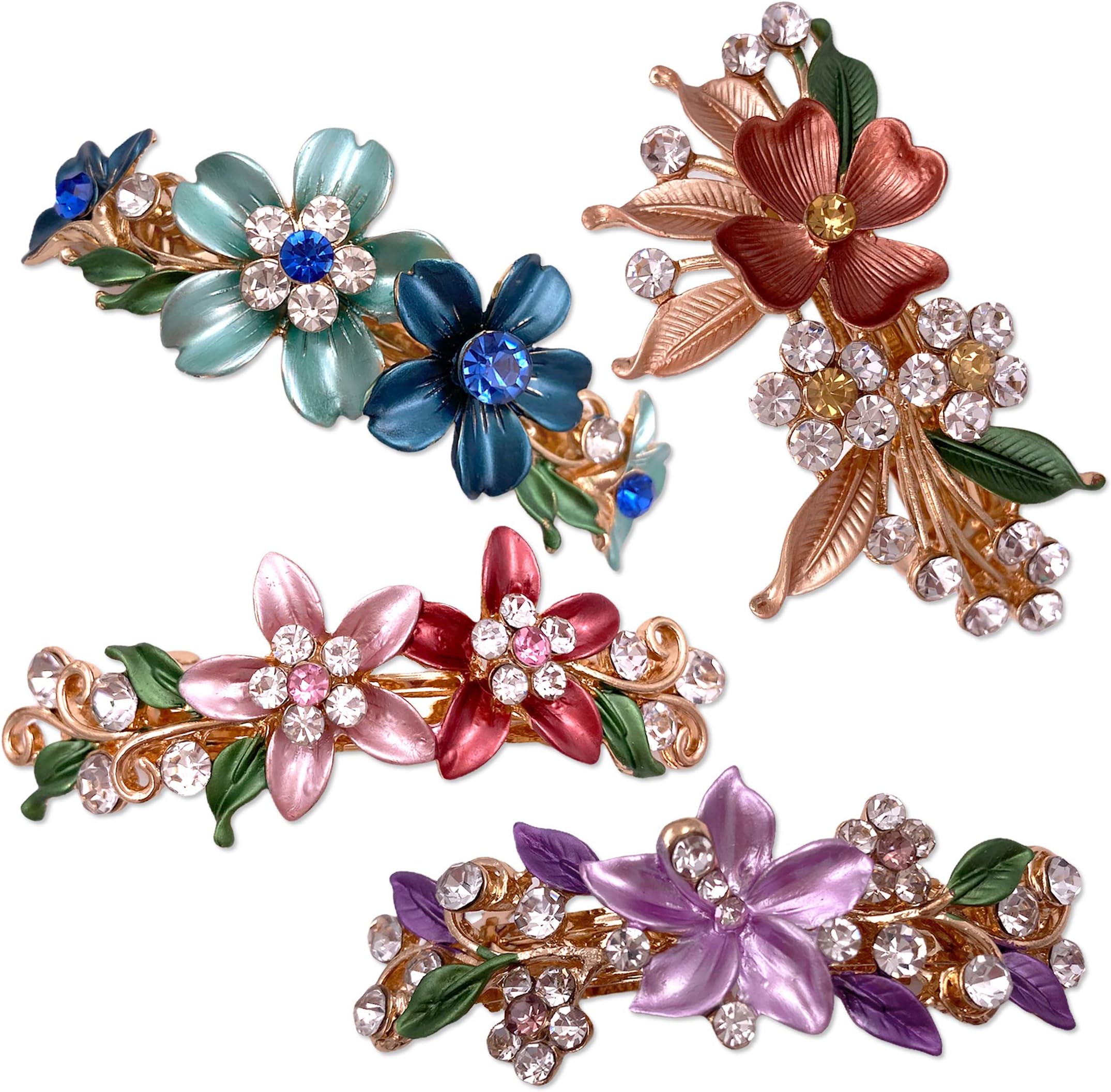 Amazon.com : 6PCS Colorful Vintage Flower Design Metal Alligator Hair ...