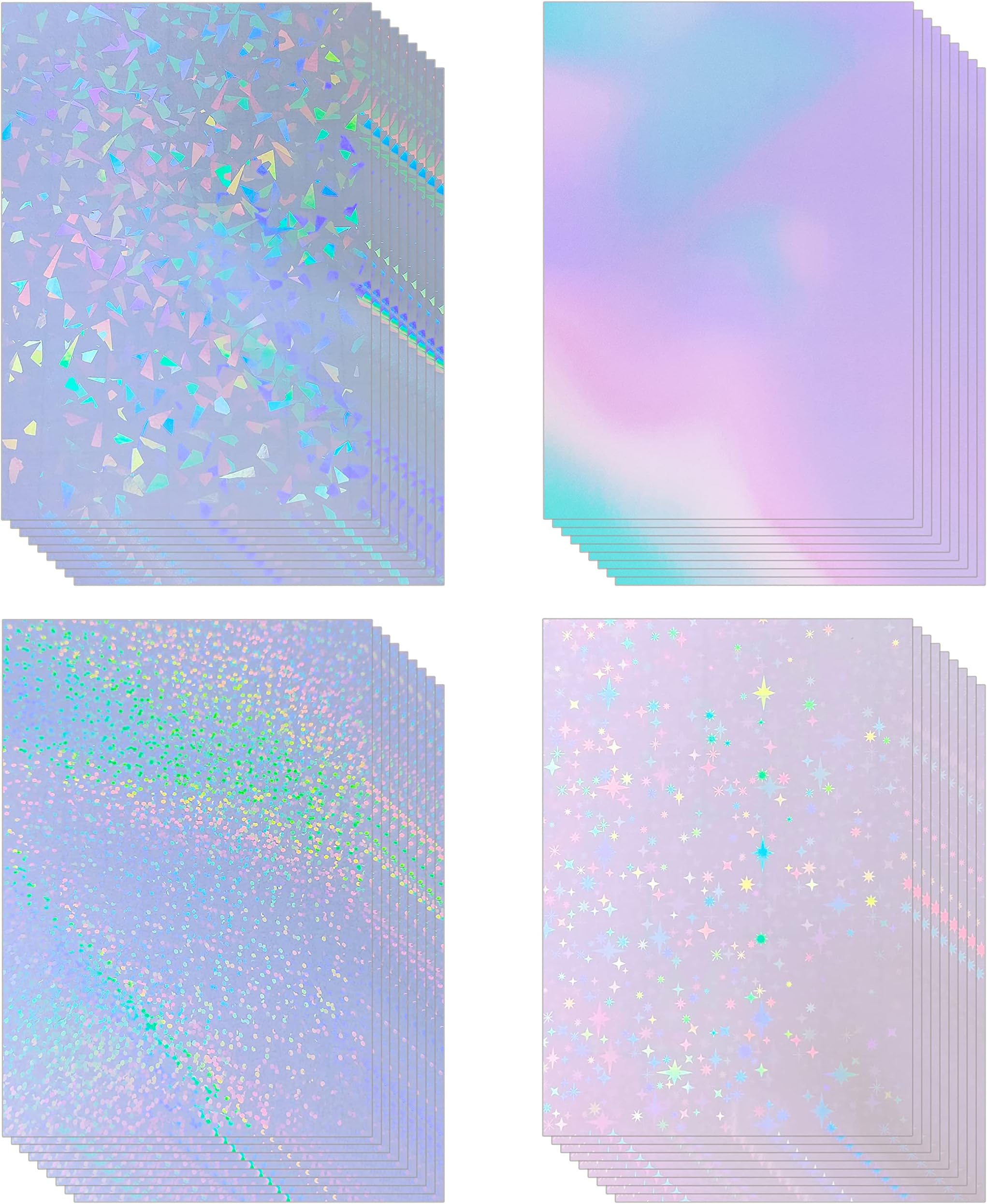 Amazon.com: 36 Sheets Holographic Sticker Paper, Clear Vinyl Lamination ...