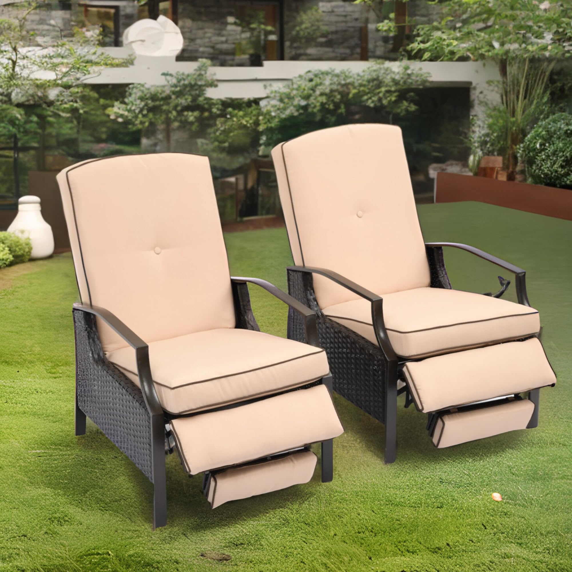 Amazon.com: YITAHOME Outdoor Recliner Chair, 2-Piece Patio Adjustable ...