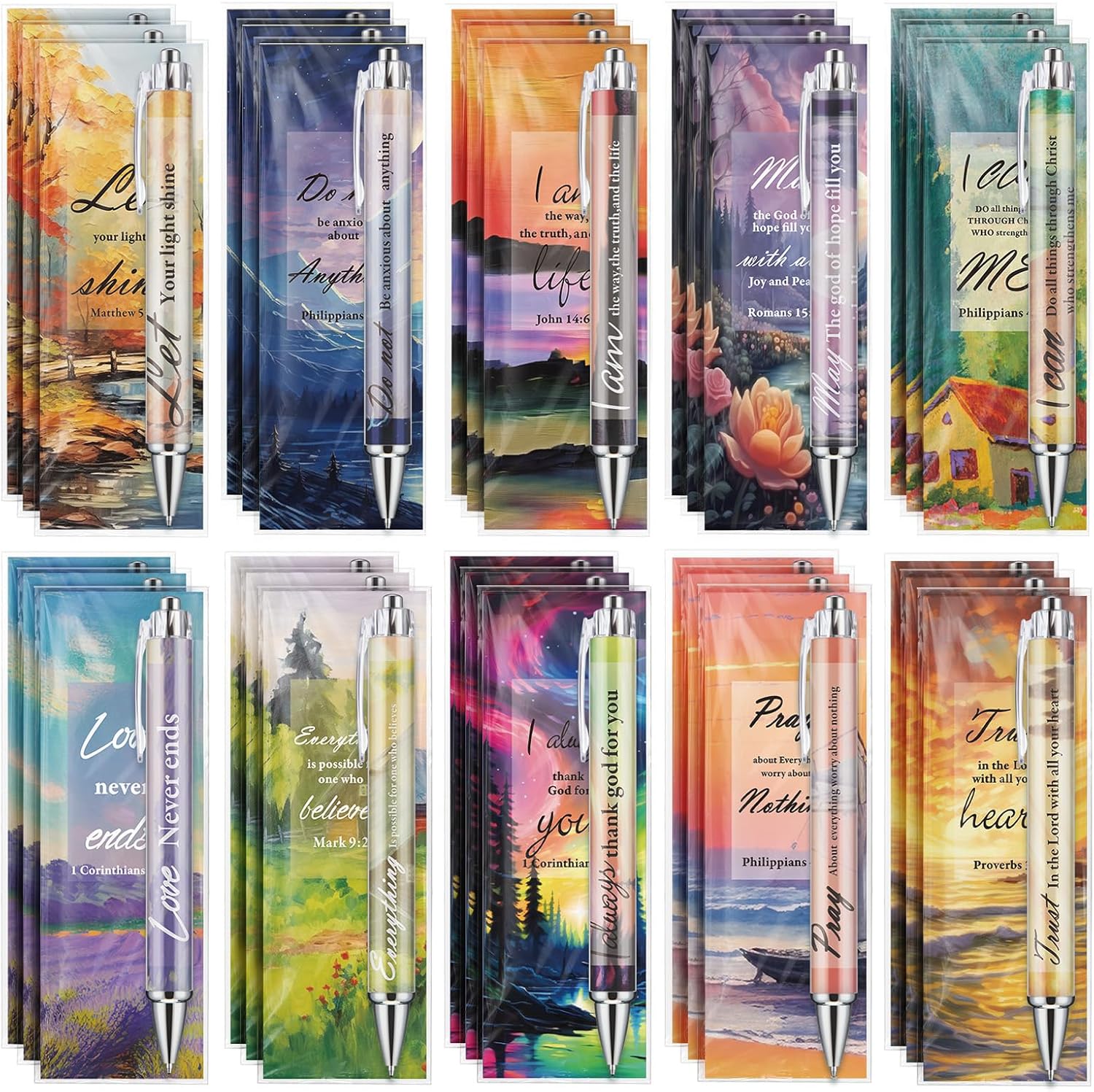 Amazon.com: Moinchore 30 Sets Easter Christian Bible Verse Pens Gifts ...
