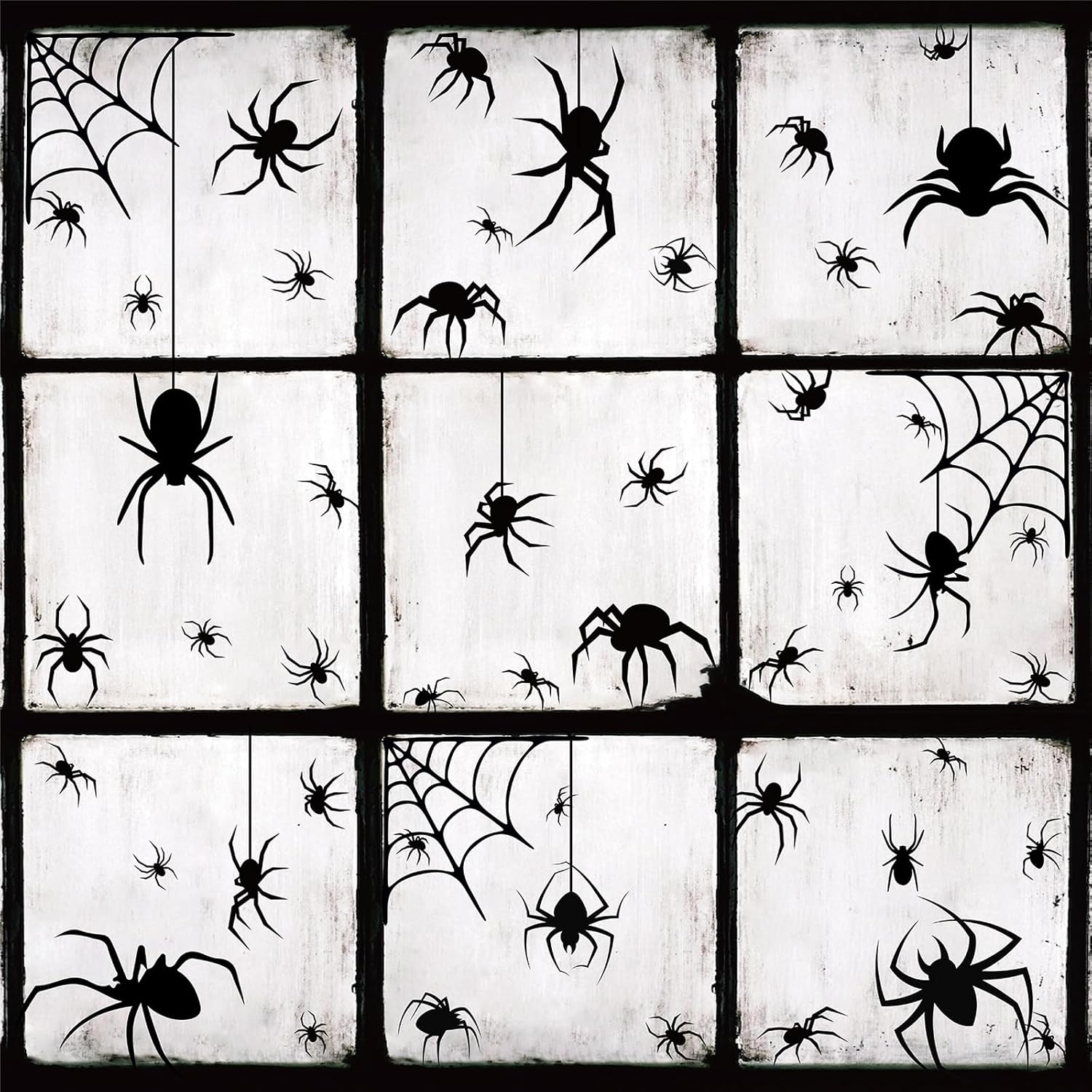 Amazon.com: AnyDesign 9 Sheet Halloween Spider Window Clings Scary ...