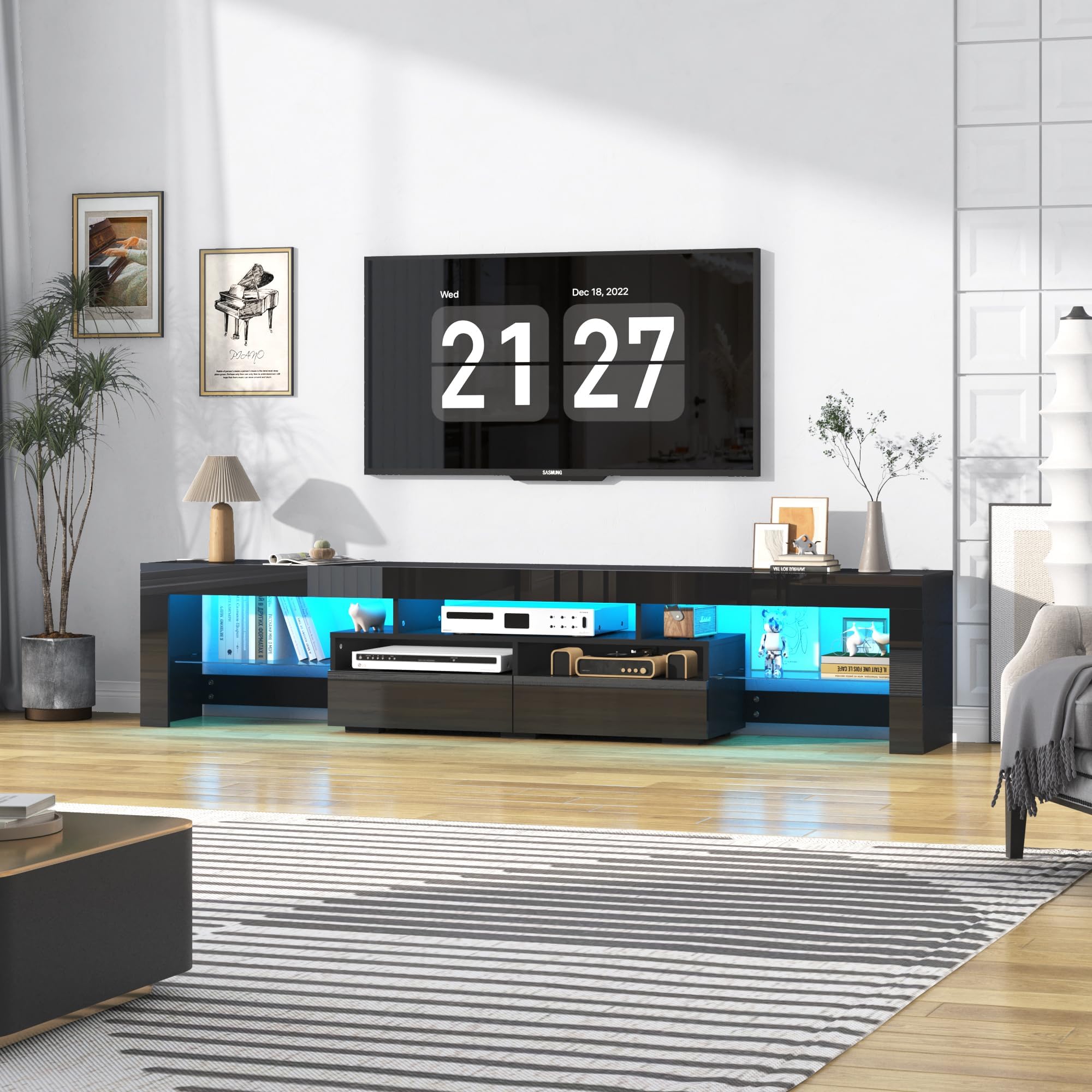 Amazon.com: Vinctik 6&Fox 80in High Gloss LED TV Stands w/Power Outlet ...