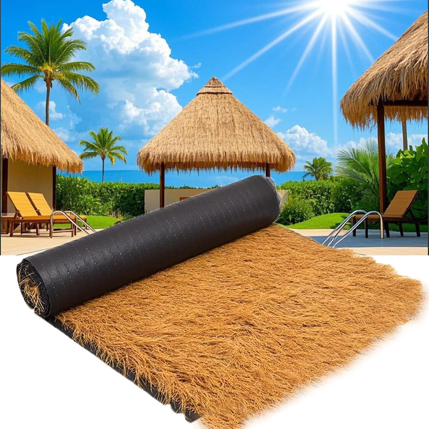 BXZAY Artificial Thatch Straw Roof Roll,Thatch Roofings for Tiki Bar ...