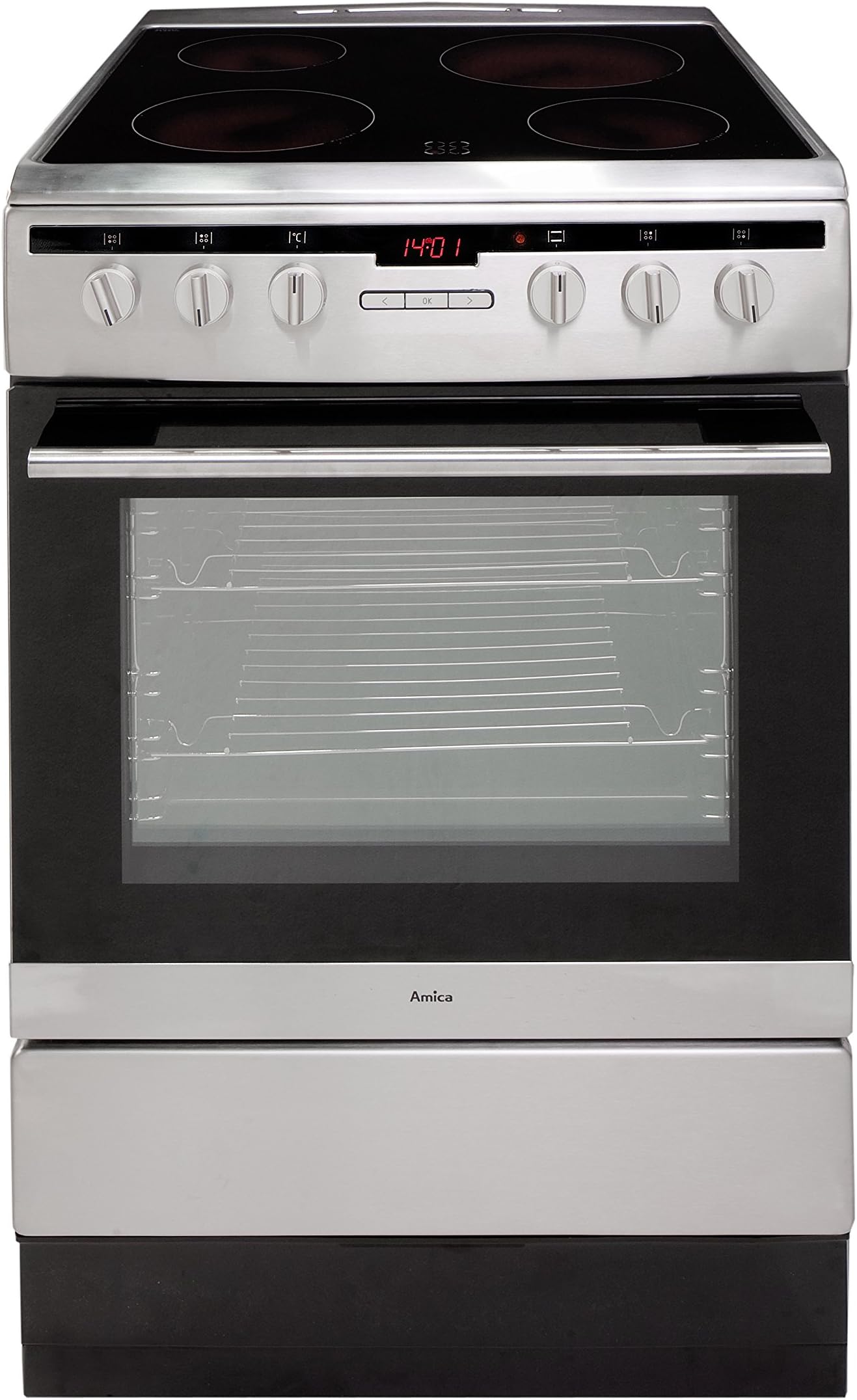 Amica 608CE2TAXX Freestanding Ceramic Top Cooker 60 cm Stainless Steel ...
