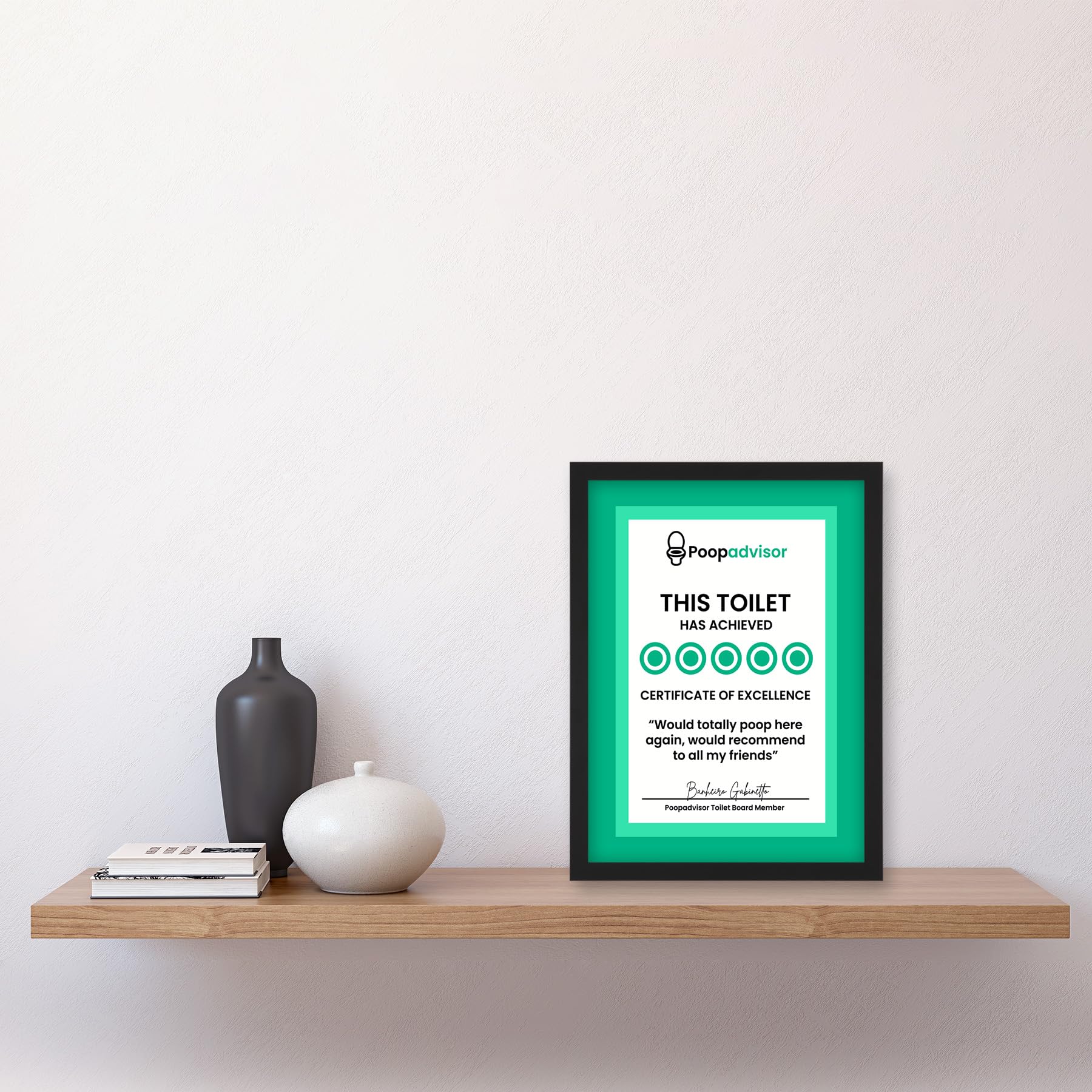 Funny Bathroom Wall Art Five Stars Poop Advisor Toilet Sign Bathroom ...