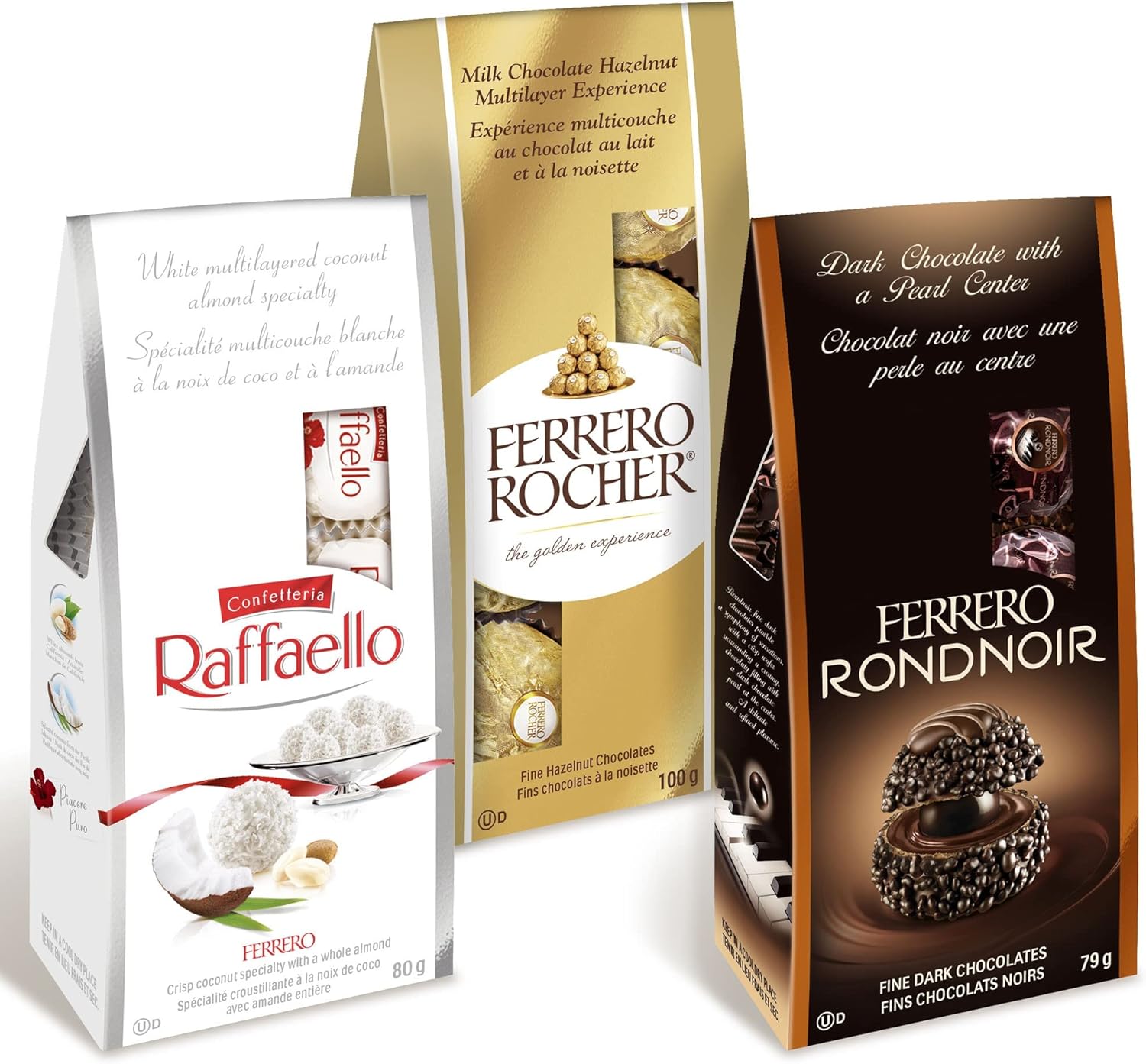 Ferrero Rocher, Raffaello, and Rondnoir Bundle, 24 Count Individually ...