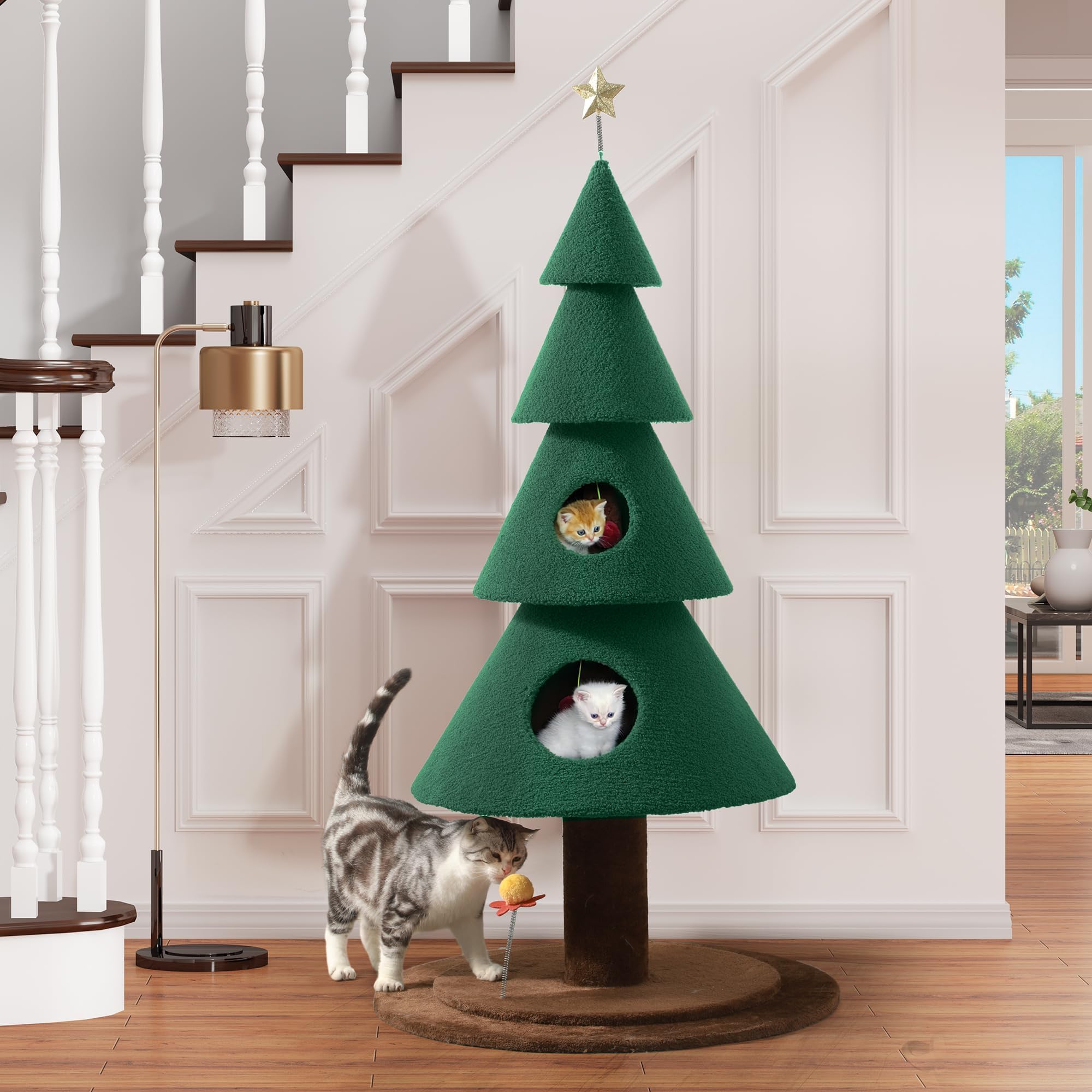 Amazon.com : YITAHOME 60 in Christmas Cat Tree for Indoor Cats, Tall ...