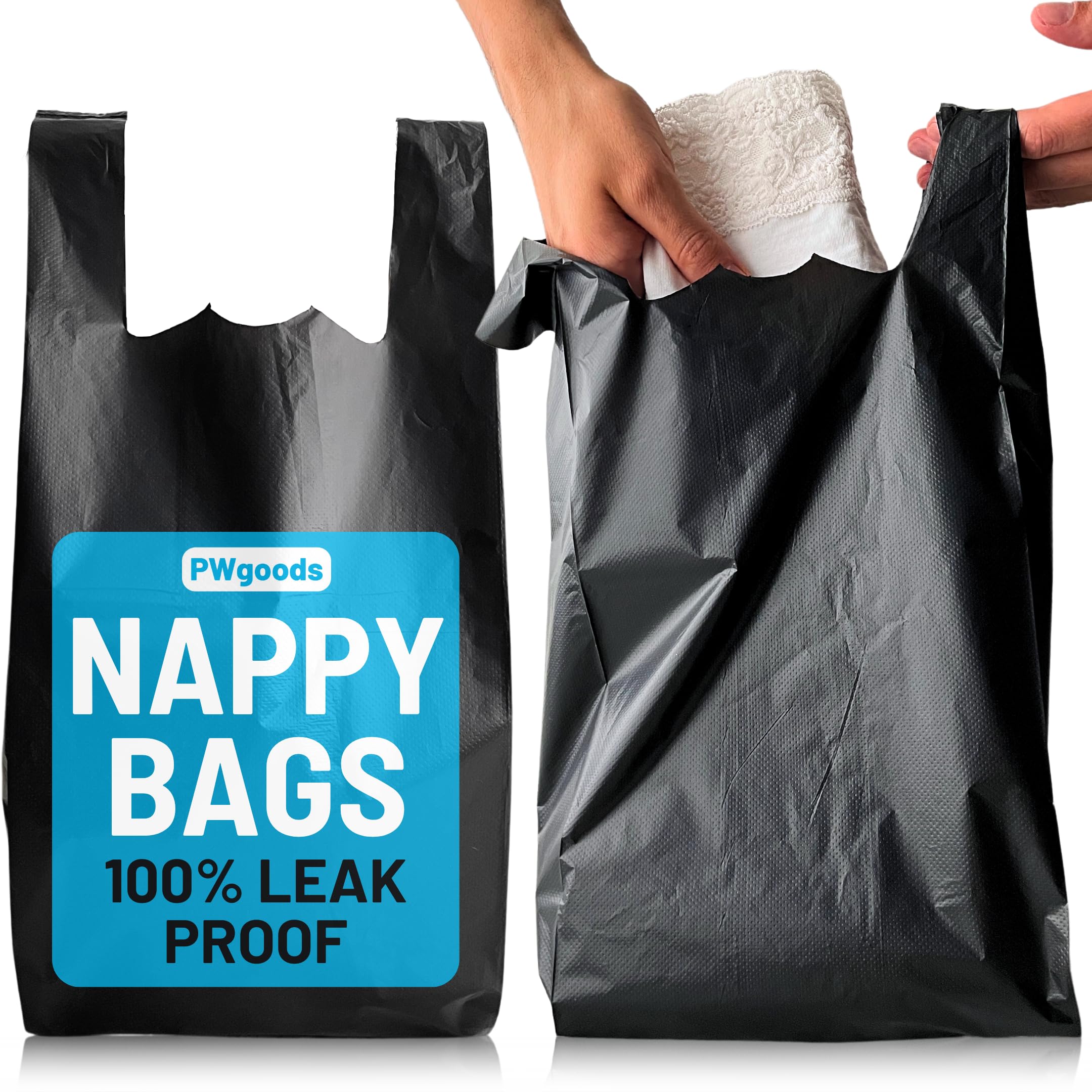 Adult Nappy Disposal Bags Black | 400 Pack | 20% Thicker Nappy Sacks ...