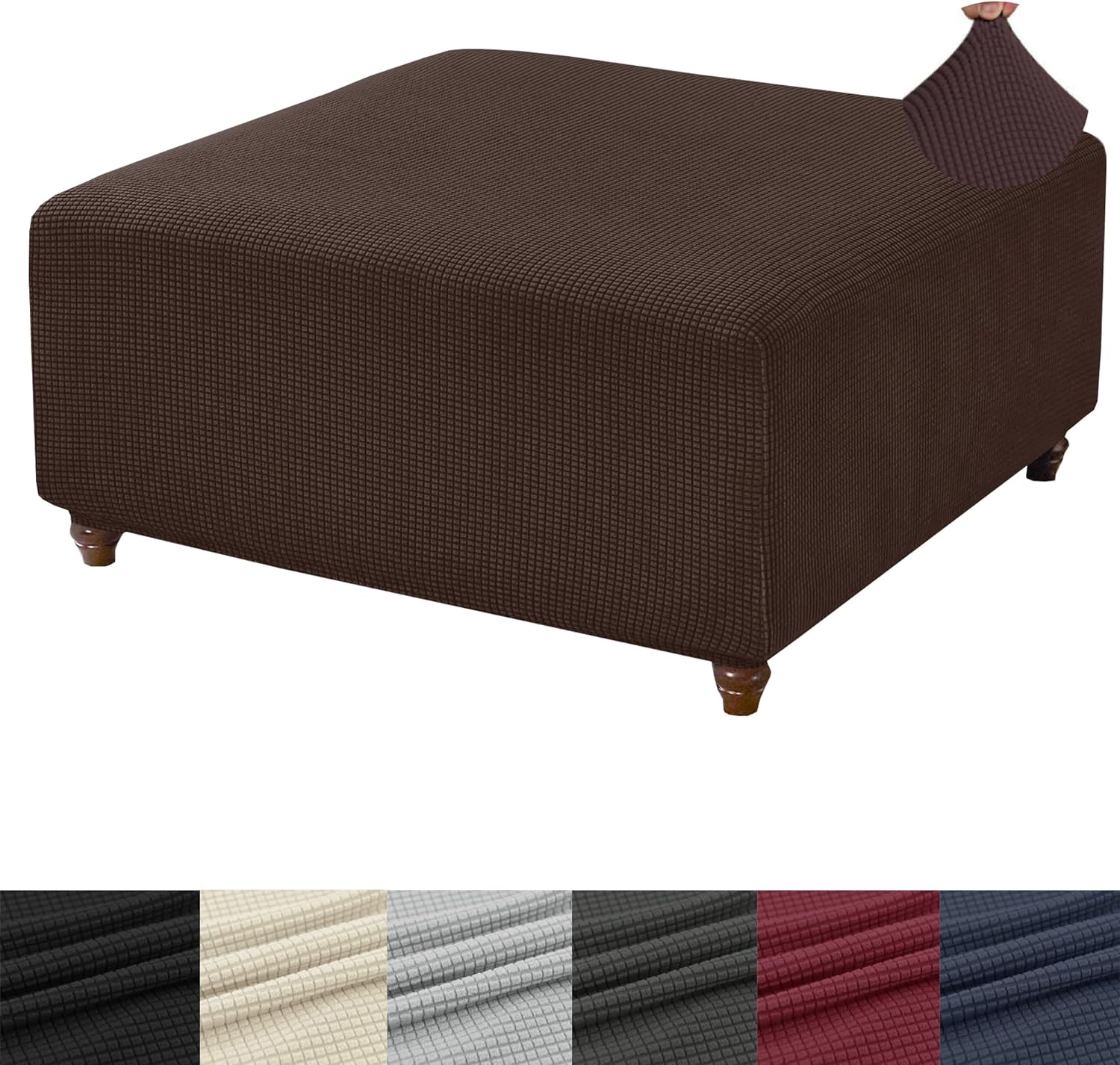 Amazon.com: ANWUCHEN Square Knitted Jacquard Ottoman Cover - Thick ...